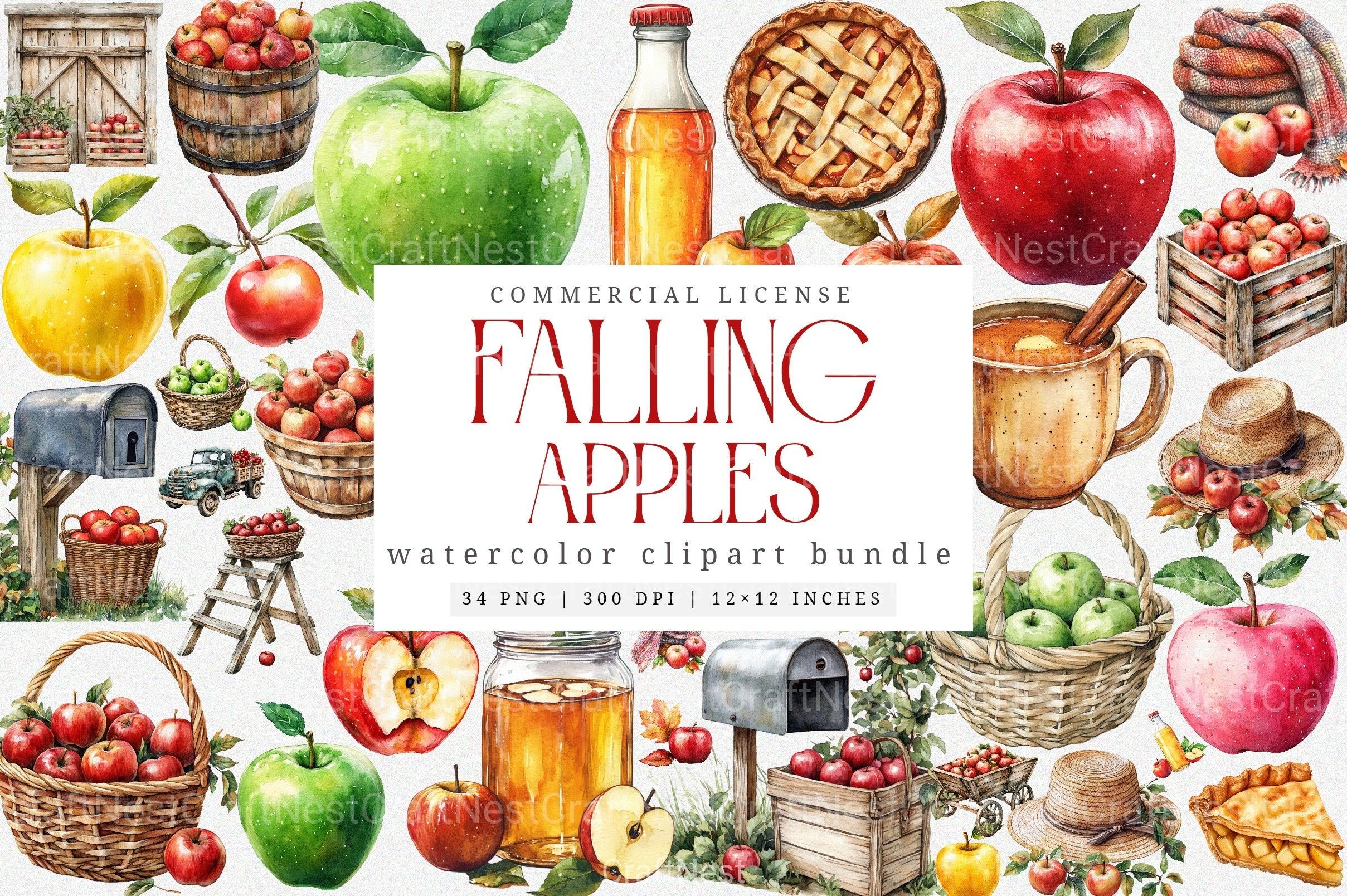 Falling Apples Clipart Bundle
