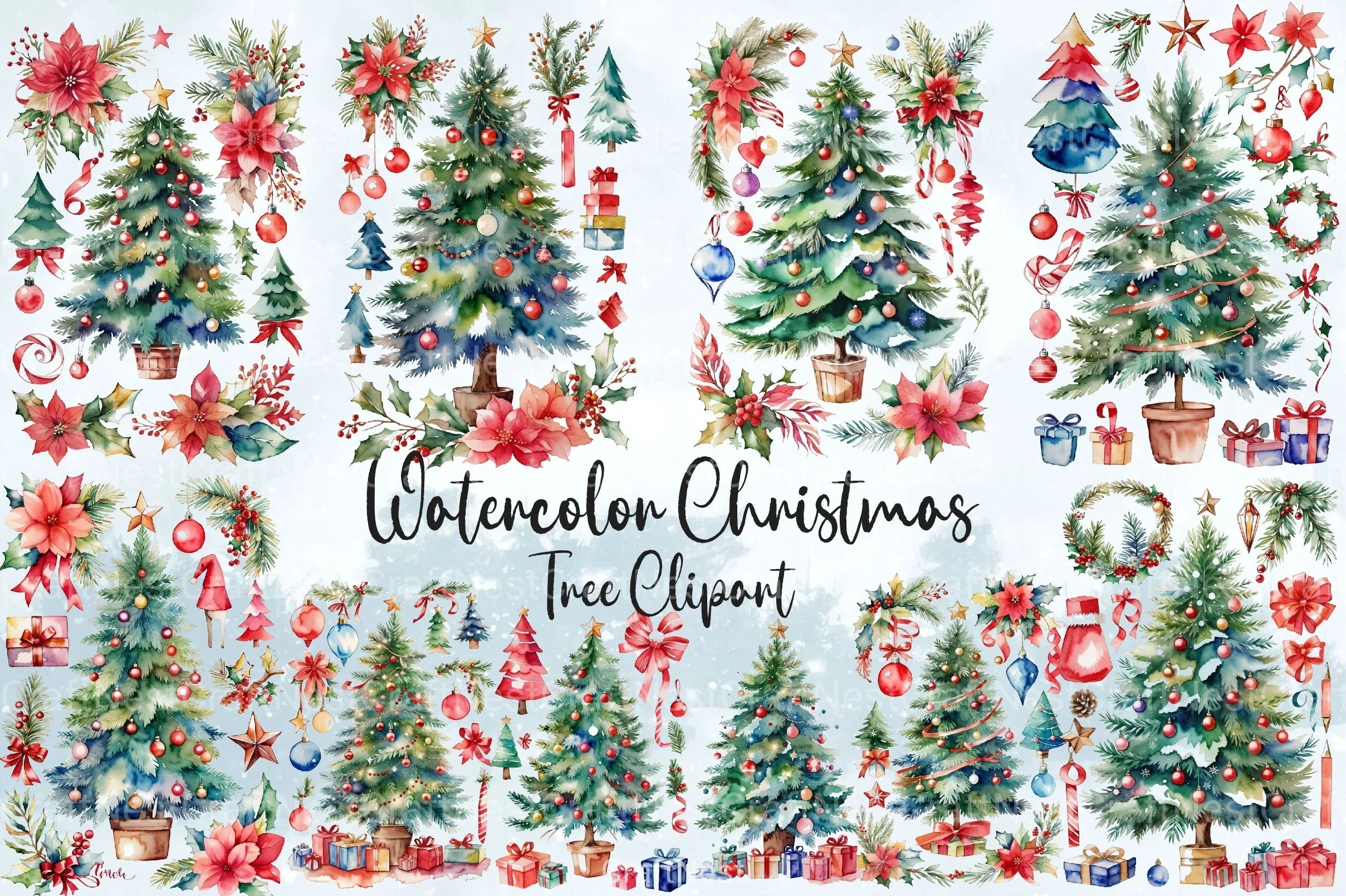 Christmas Tree Clipart Bundle
