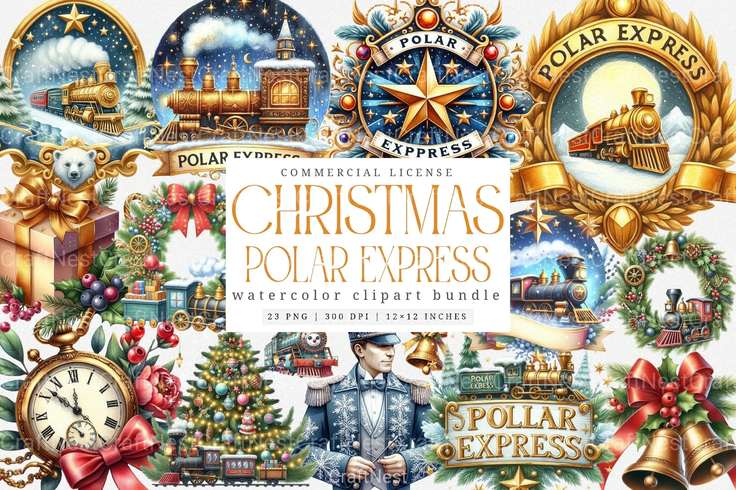 Polar Express Digital Download: Funny Christmas Clip Art & North Pole