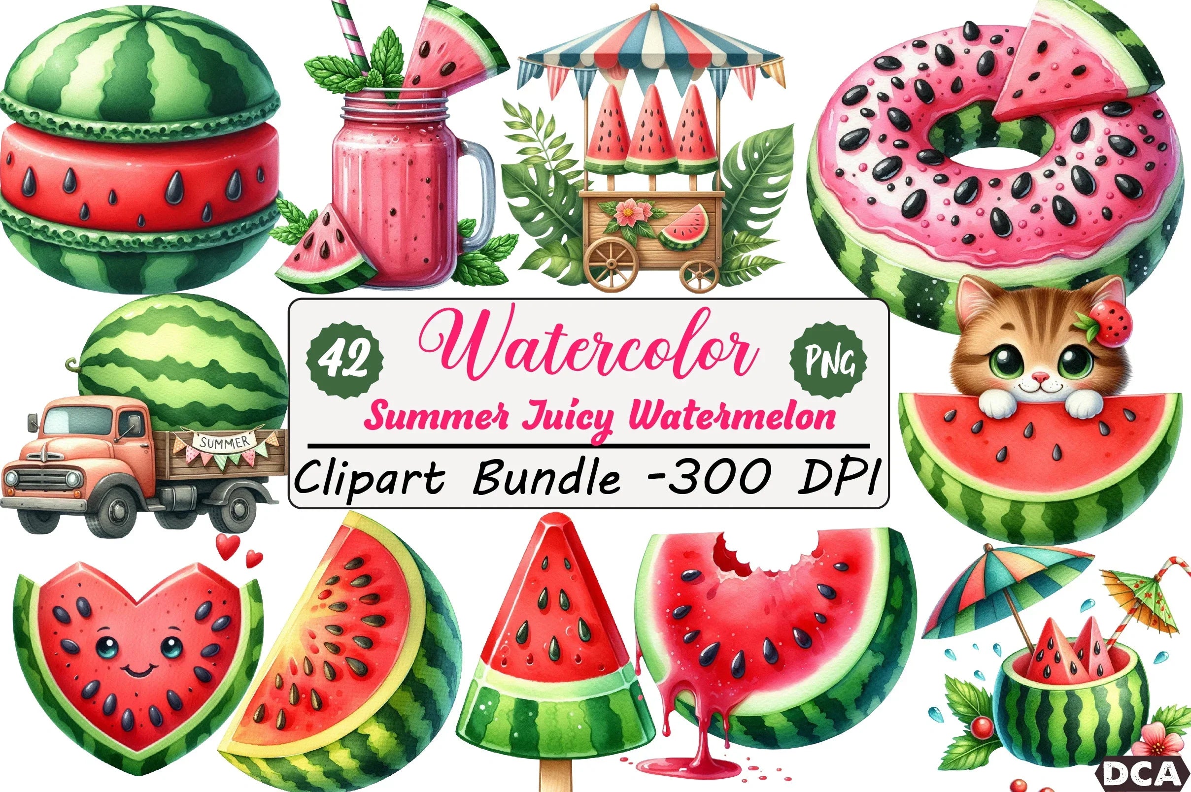 Summer Juicy Watermelon Clipart Bundle