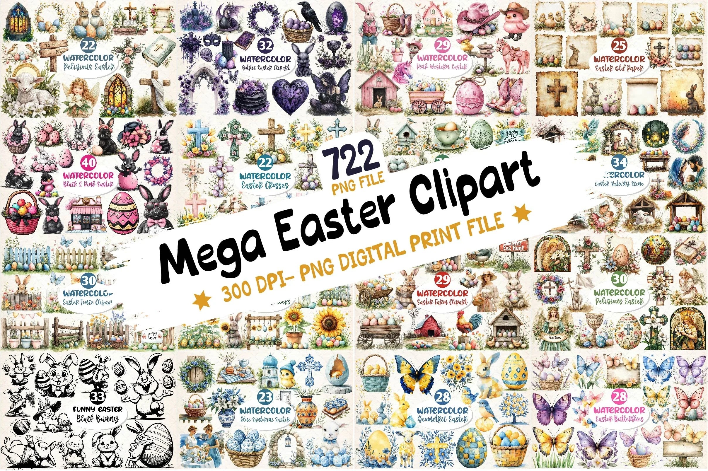Happy Easter Huge Clipart Bundle