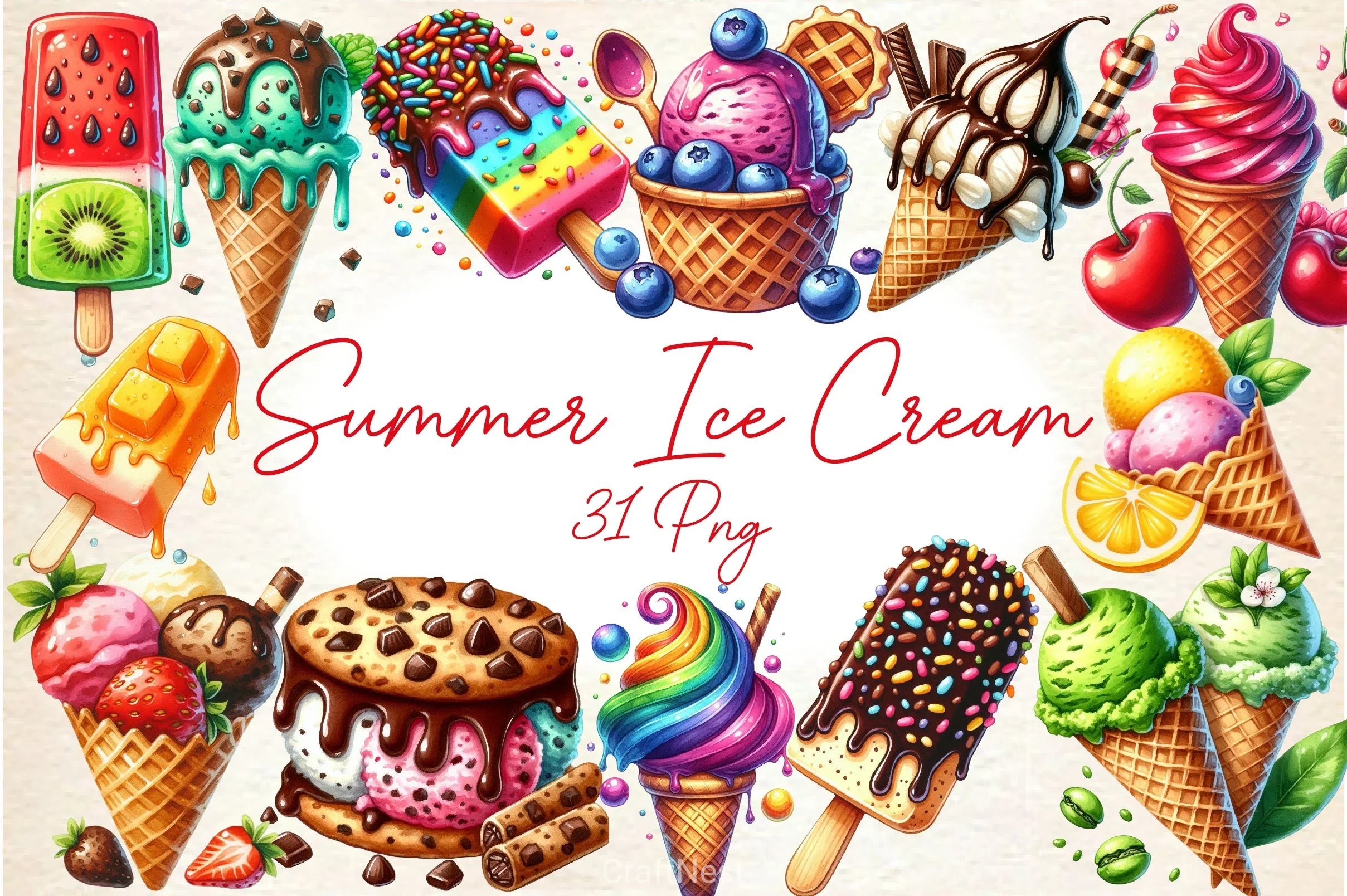 Summer Ice Cream Clipart Bundle