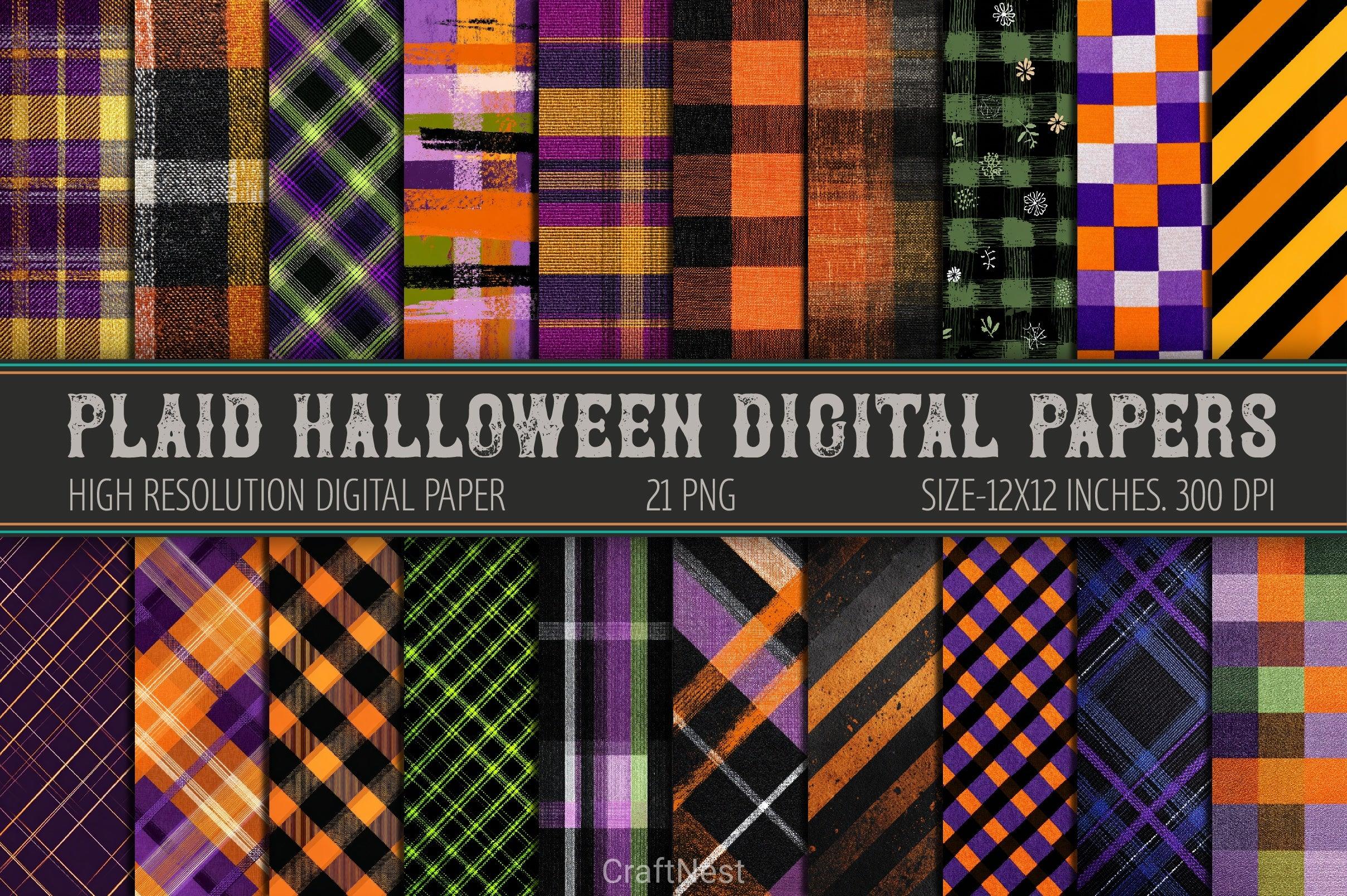 Plaid Halloween Digital Papers