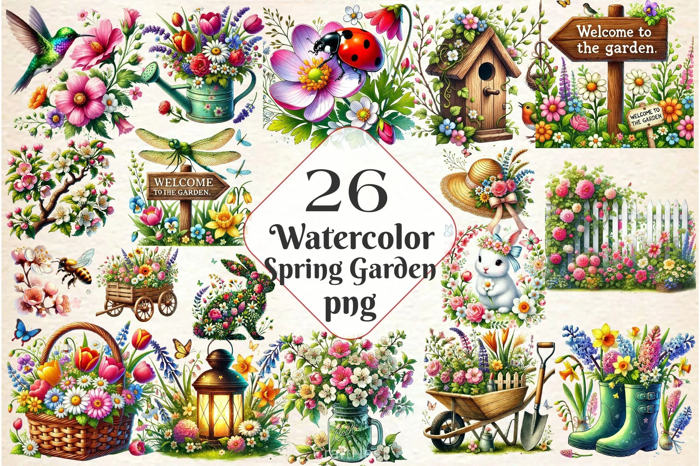Spring Garden Clipart Bundle