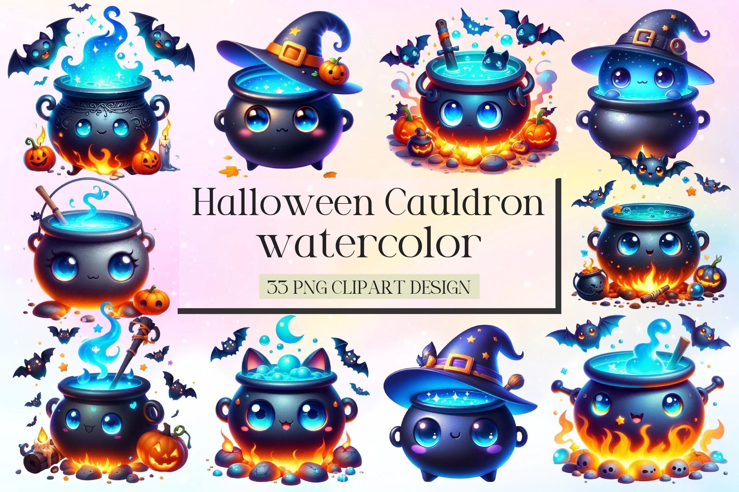 Halloween Cauldron Clipart Bundle