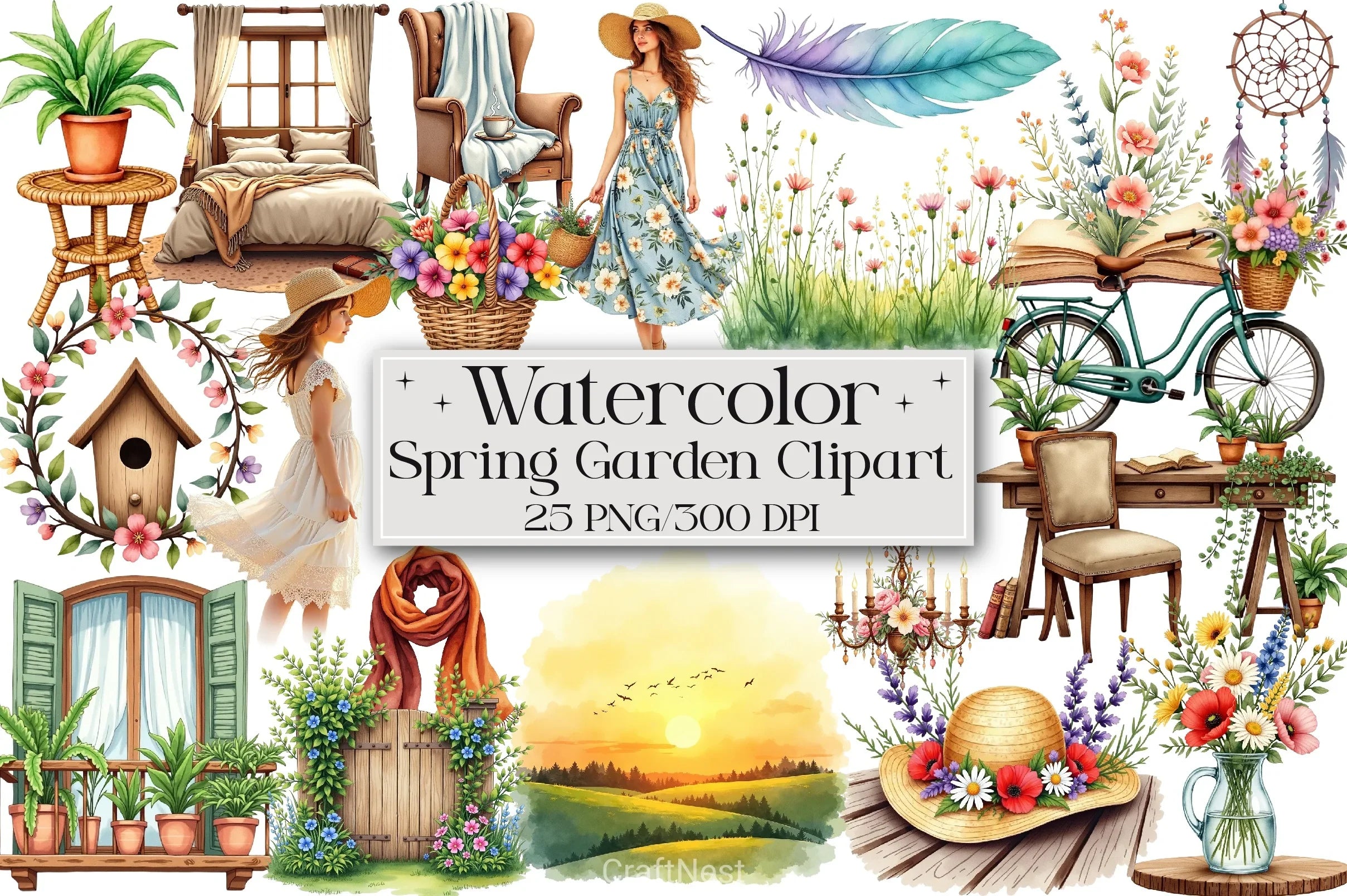 Spring Garden Clipart Bundle