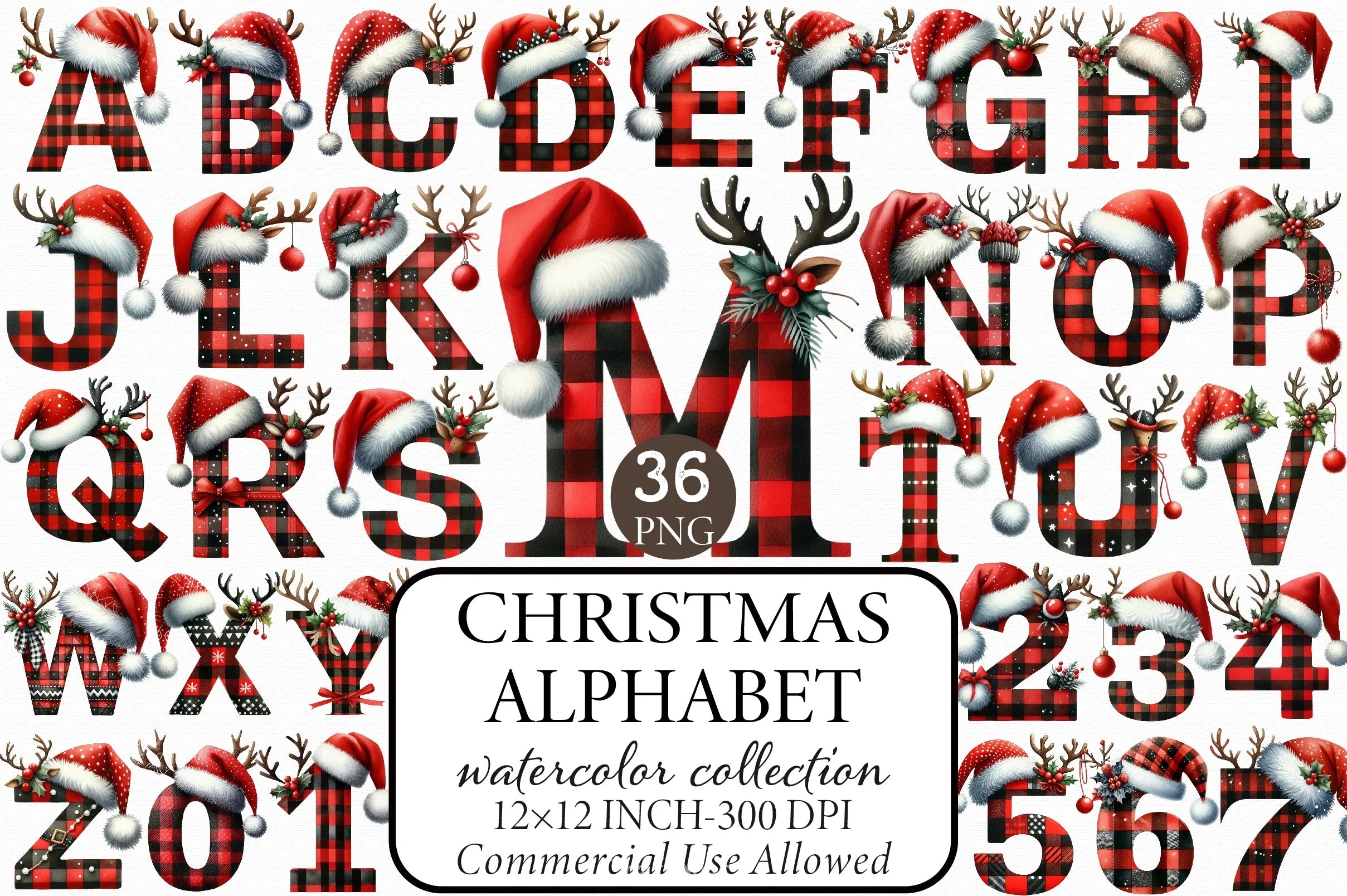 Christmas Alphabet Clipart Bundle