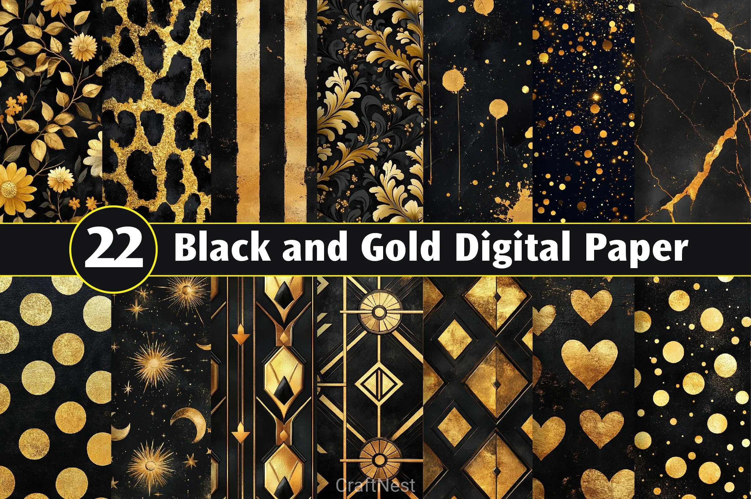 Black And Gold Digital Paper