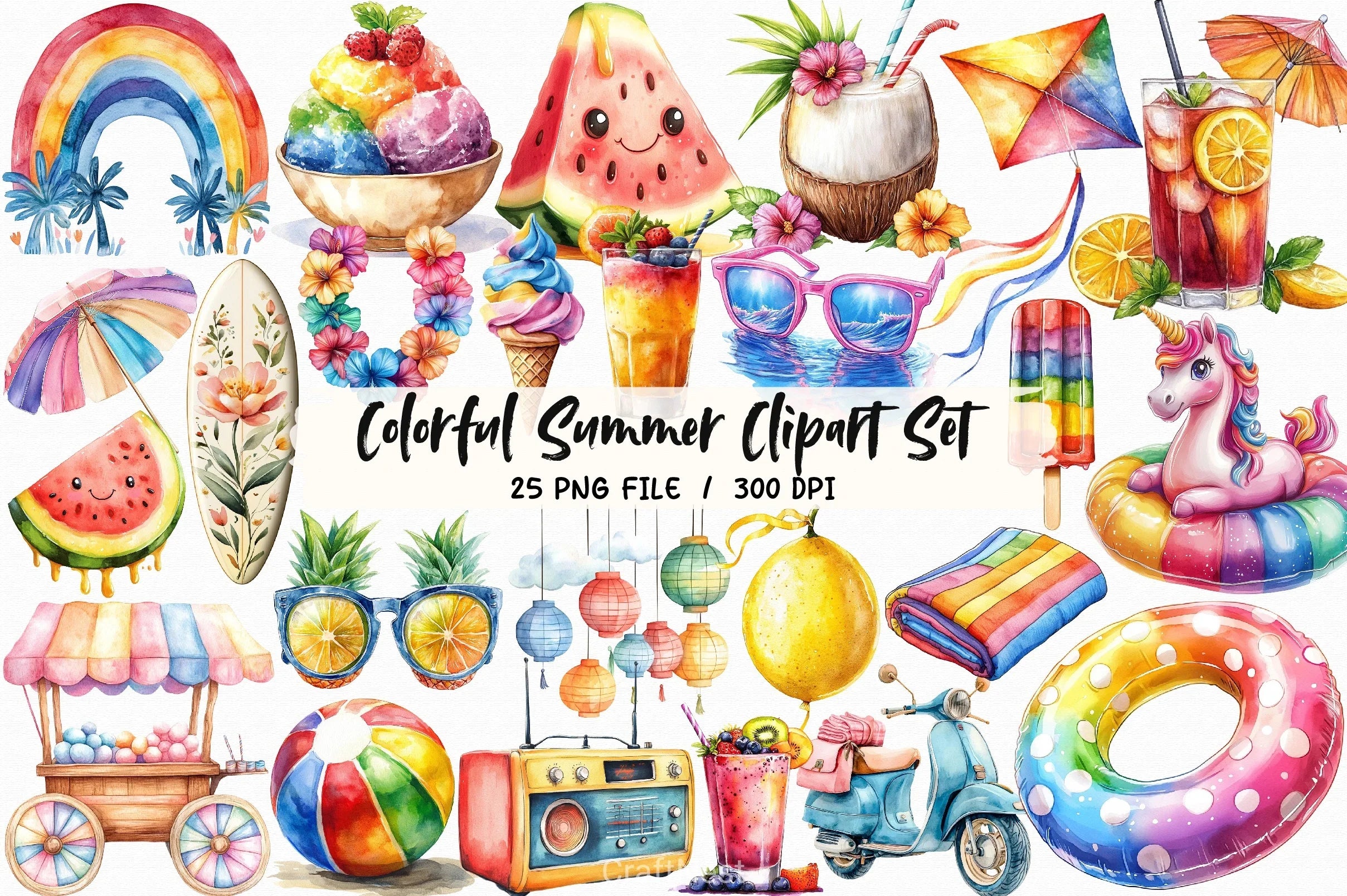 Colorful Summer Clipart Set