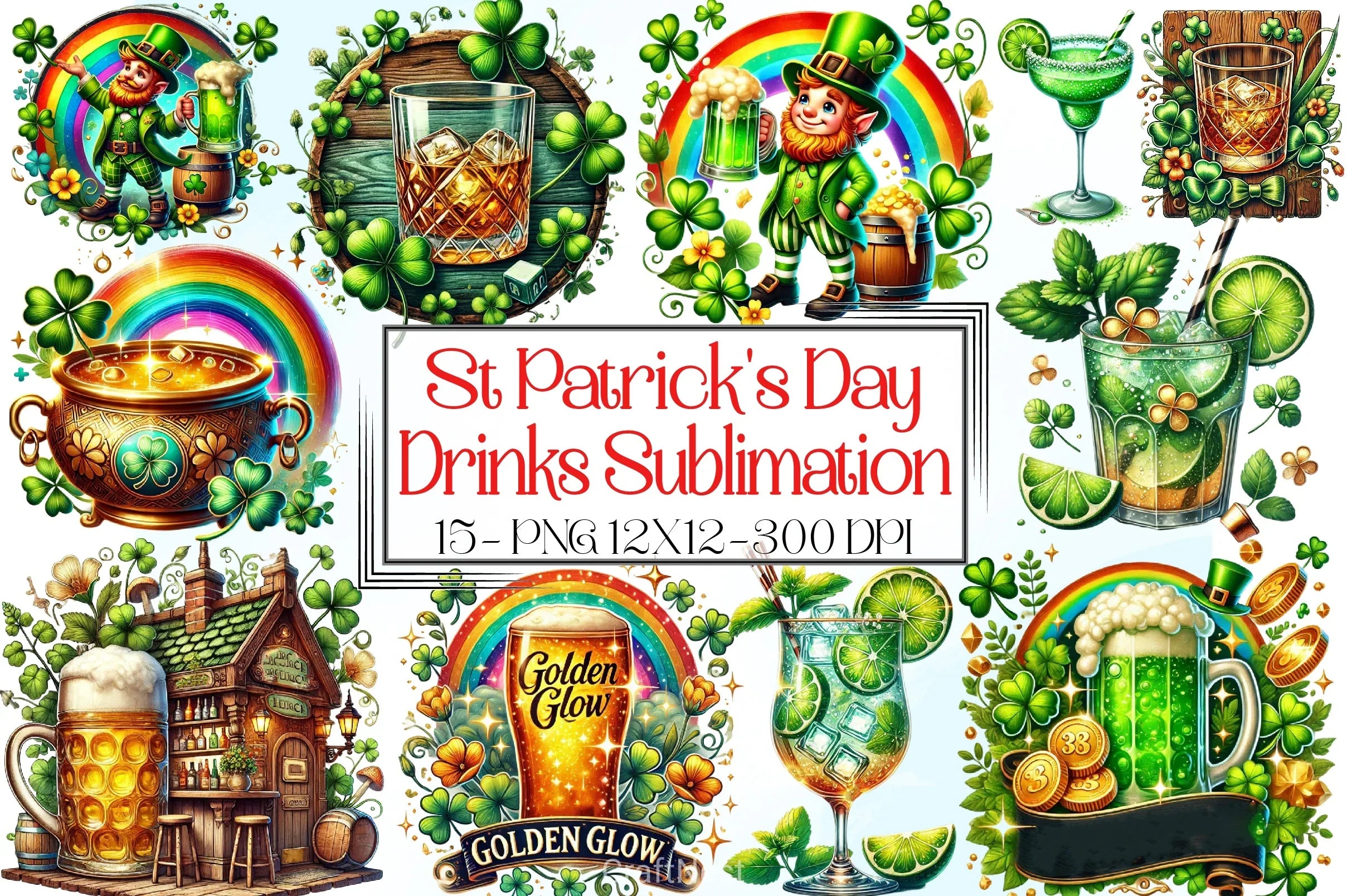 St. Patrick's Day Drinks Clipart Bundle