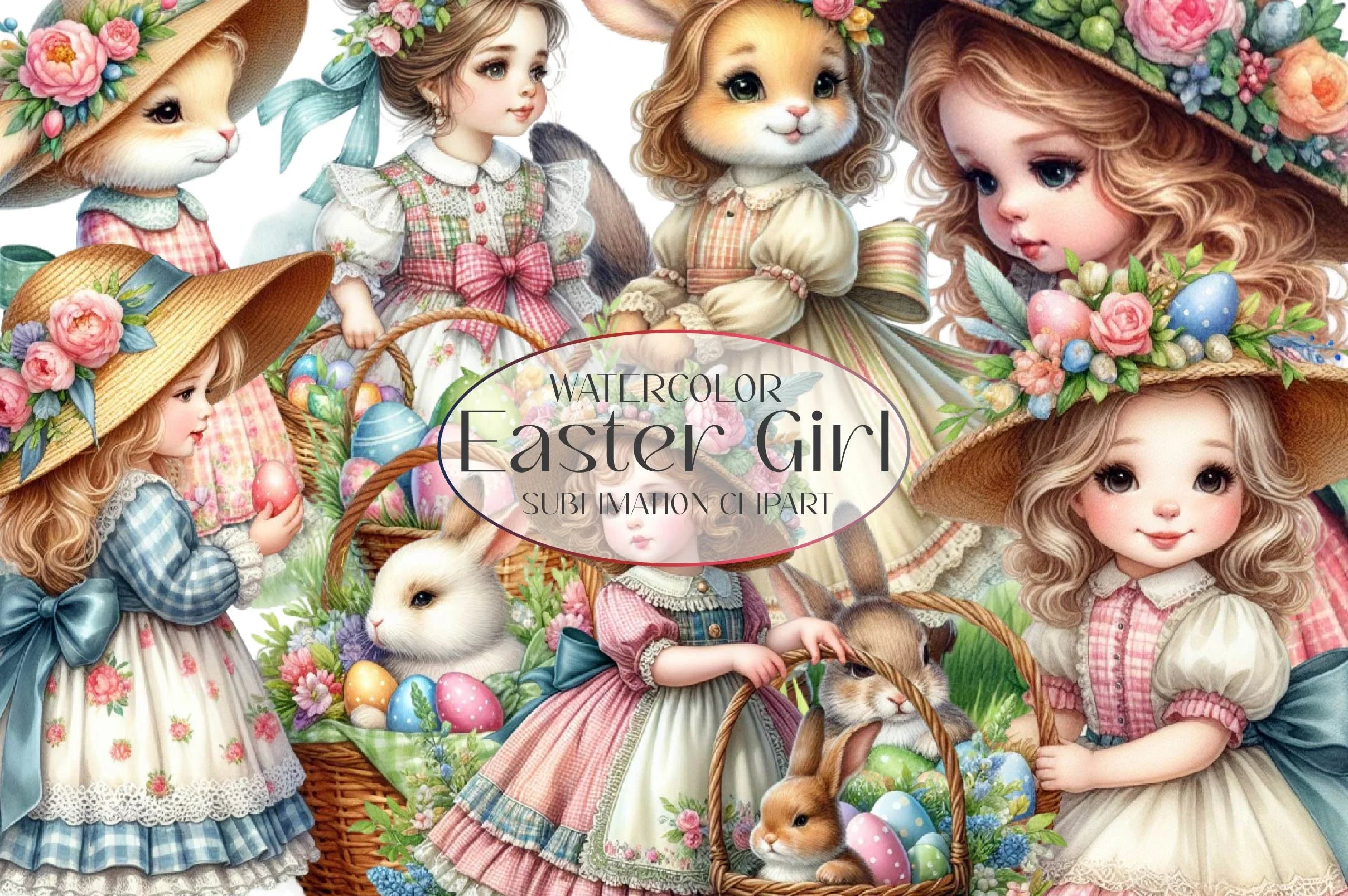 Easter Girl Clipart Bundle