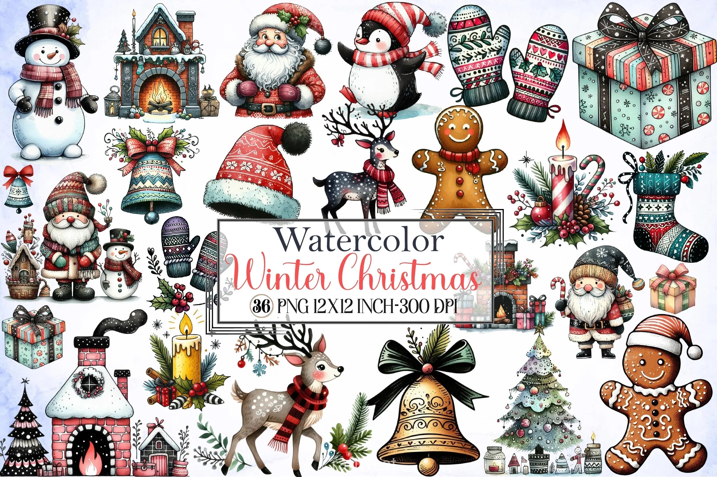 Winter Christmas Clipart Bundle