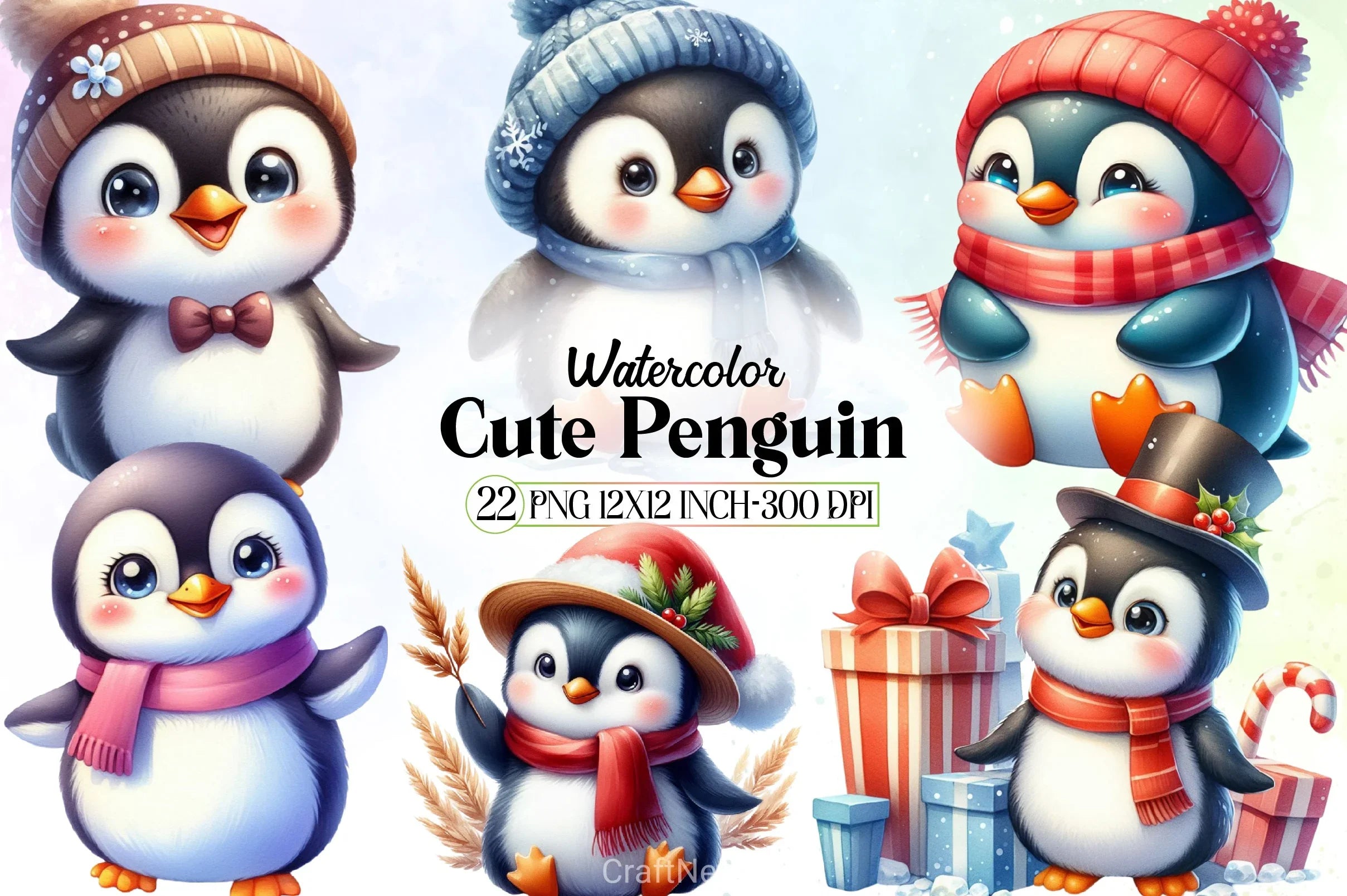Cute Penguin Clipart Bundle