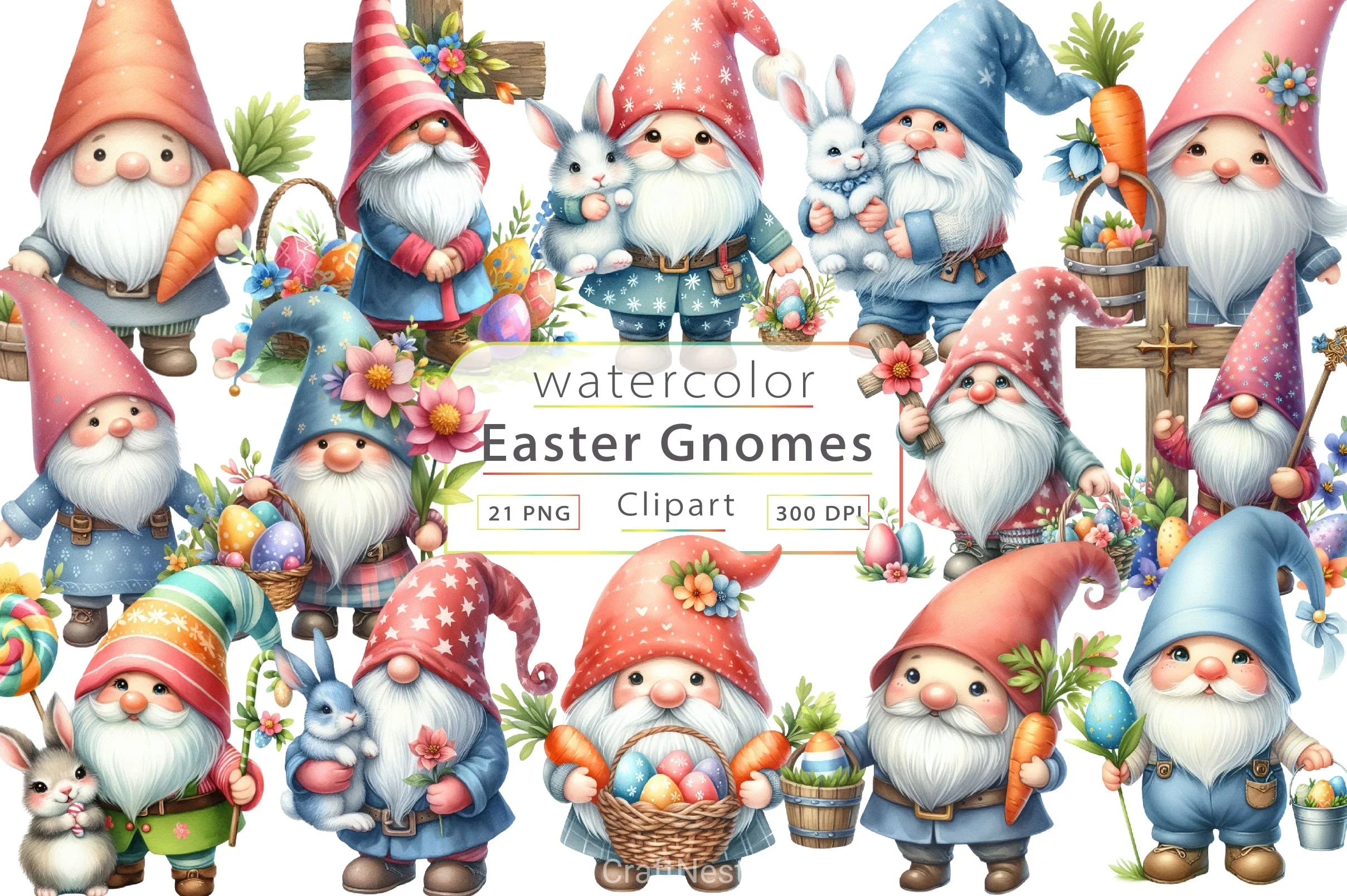 Easter Gnome Clipart Bundle