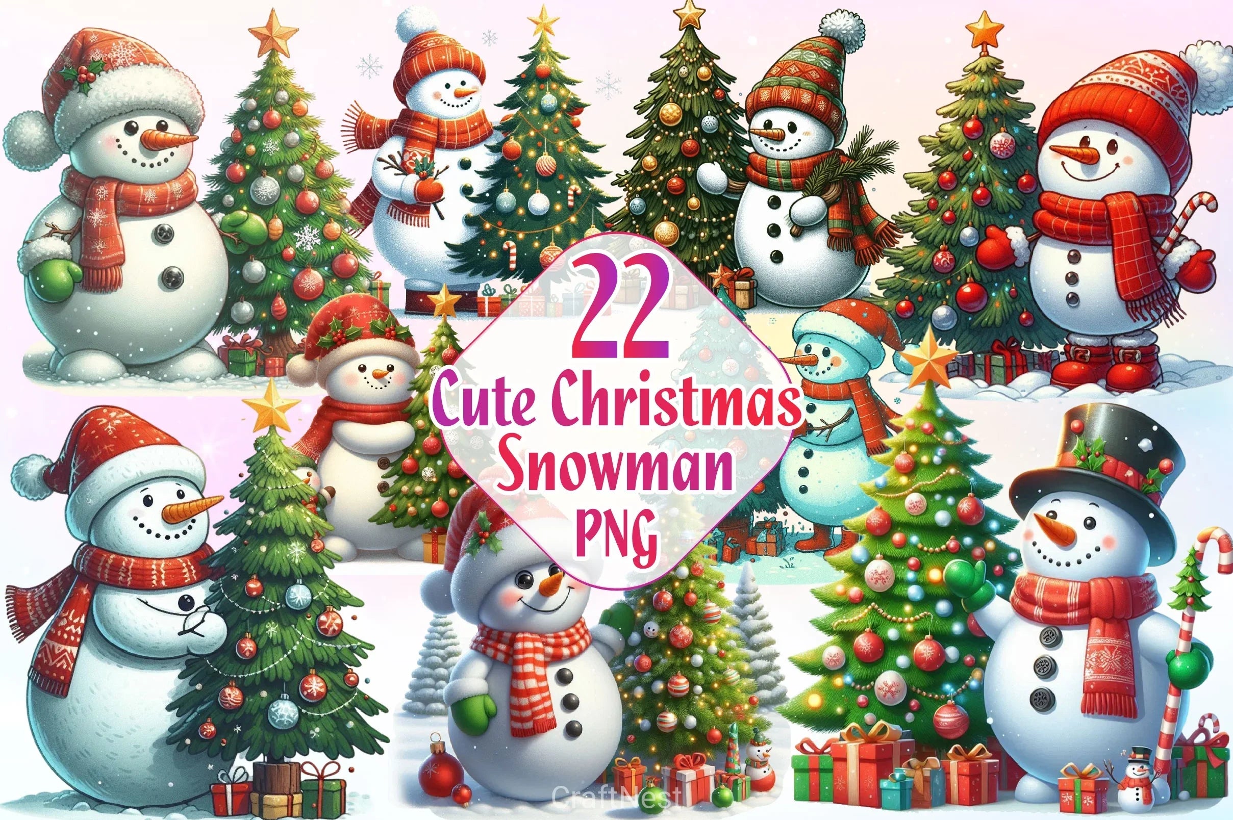 Christmas Snowman Clipart Bundle