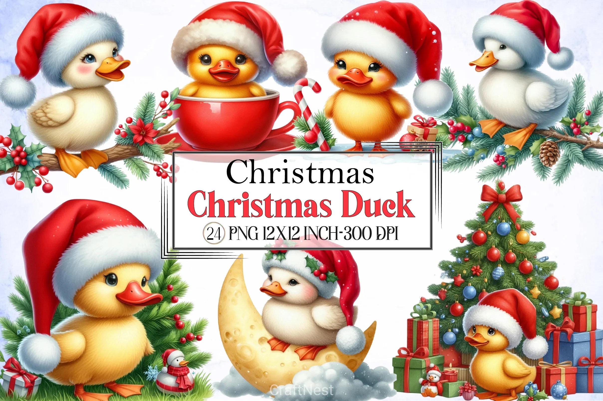 Christmas Duck Clipart Bundle