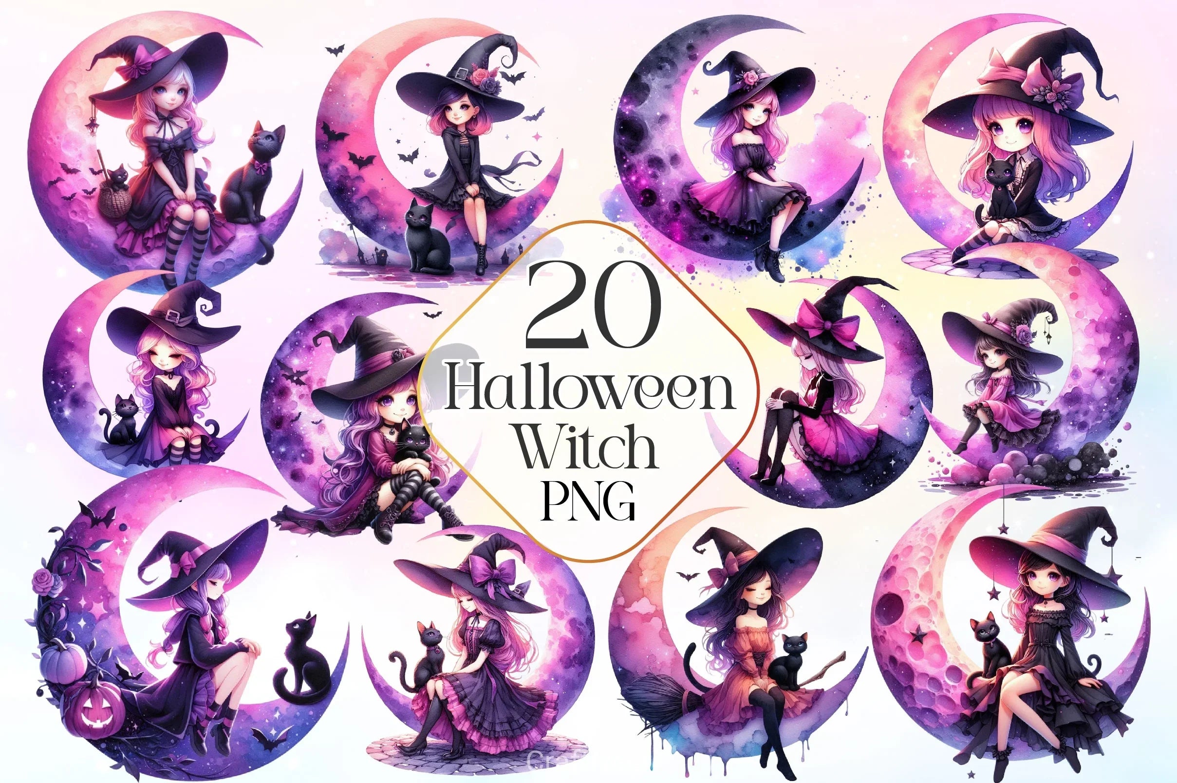 Halloween Witch Clipart Bundle