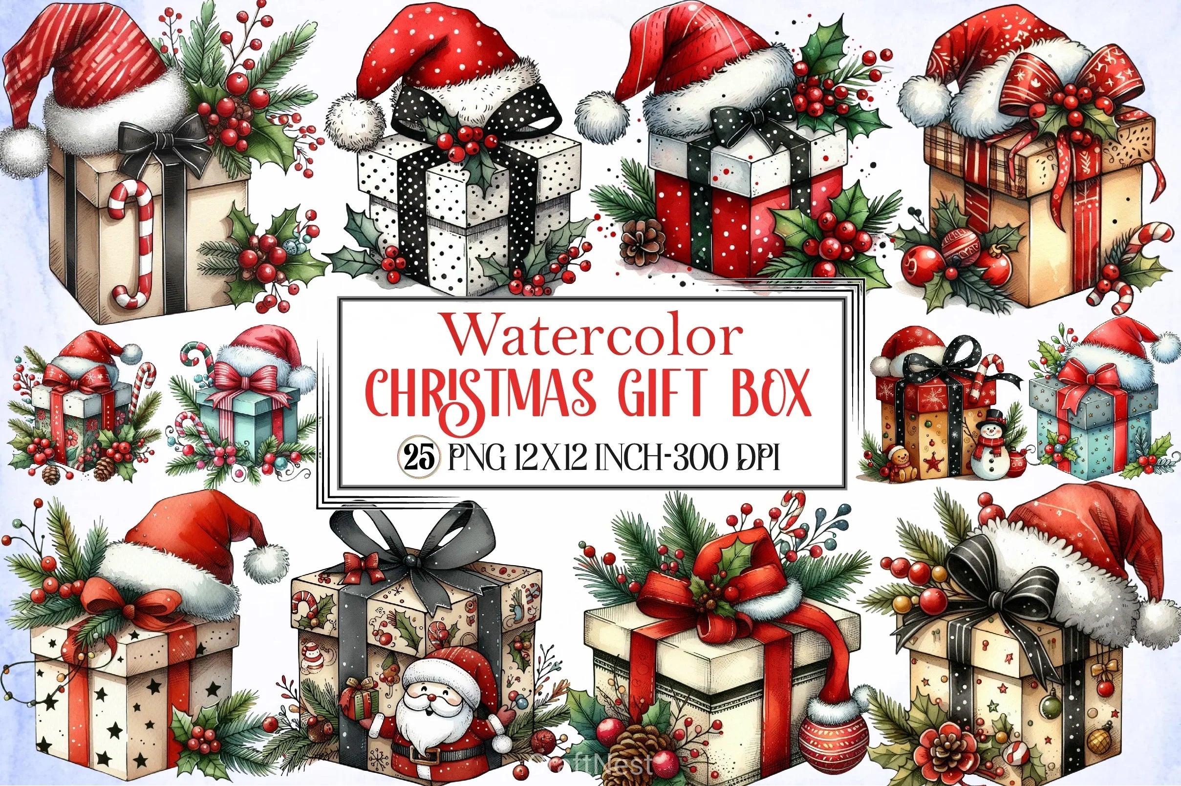 Christmas Gift Box Clipart Bundle