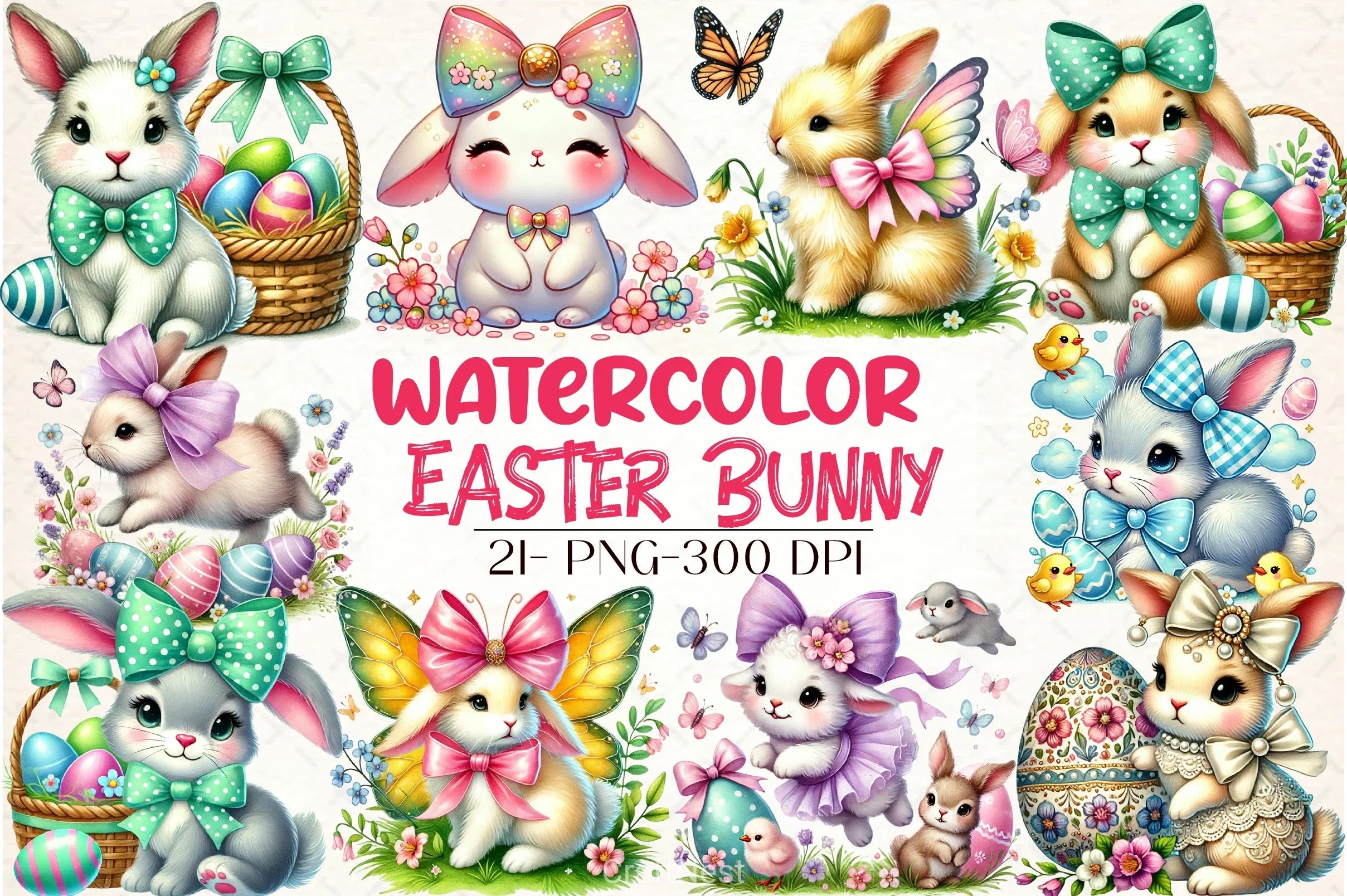 Easter Bunny Clipart Bundle