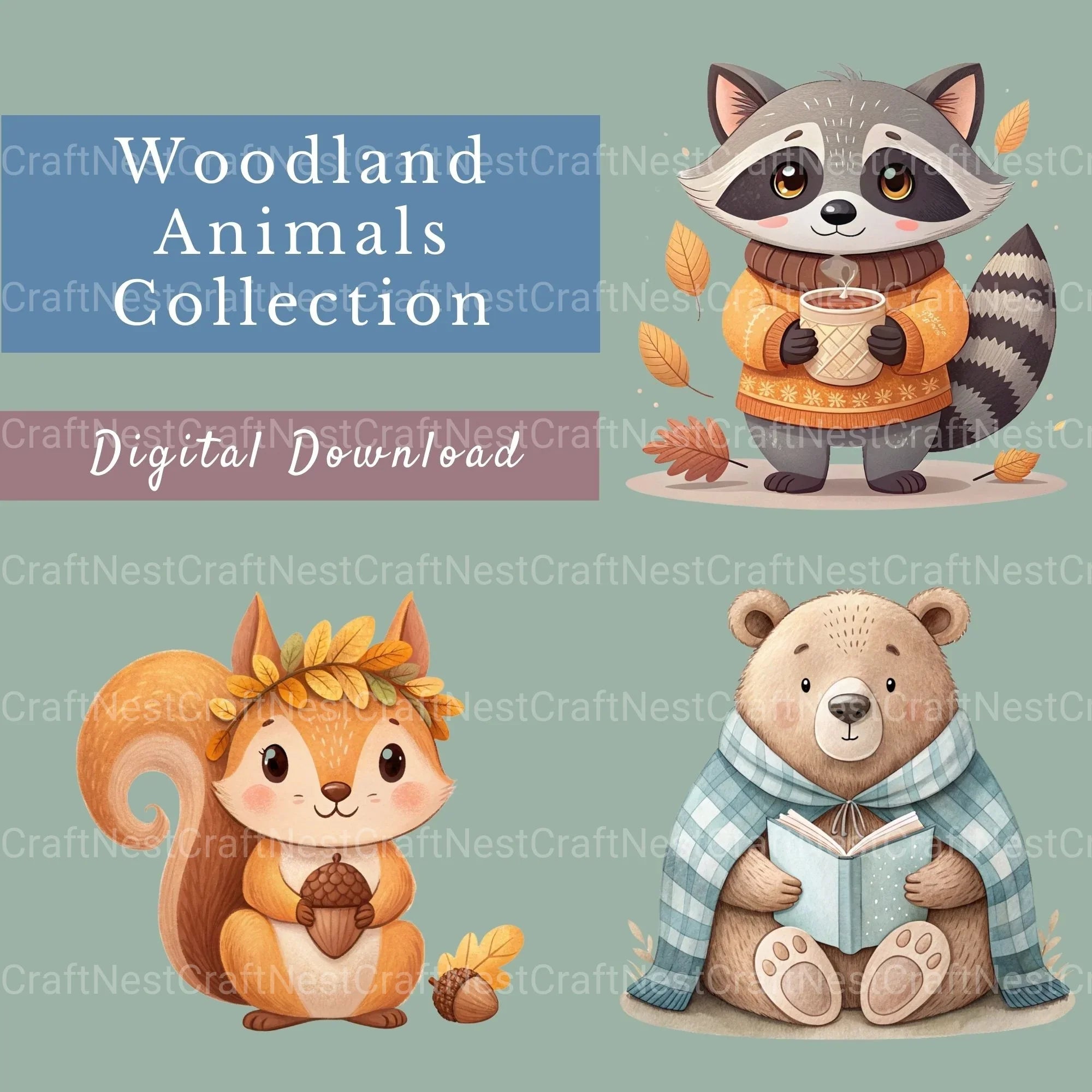 Woodland Animals 3 Clipart Bundle