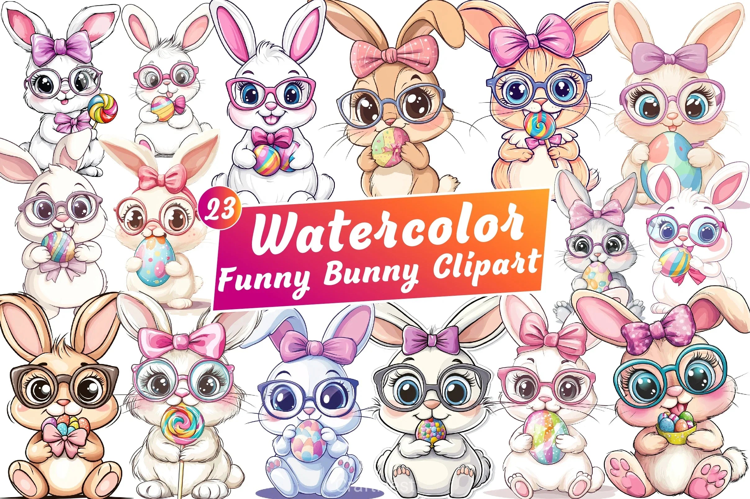 Funny Bunny Clipart Bundle