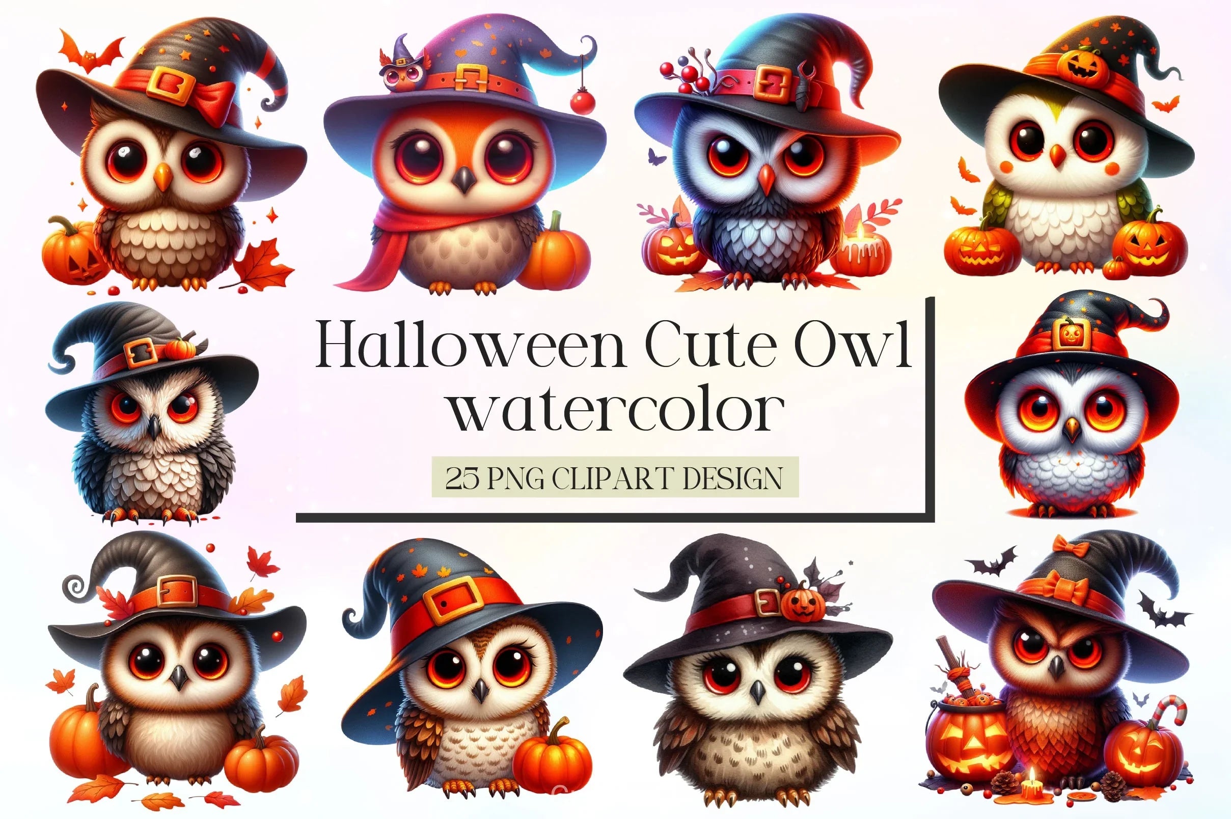 Halloween Owl Clipart Bundle