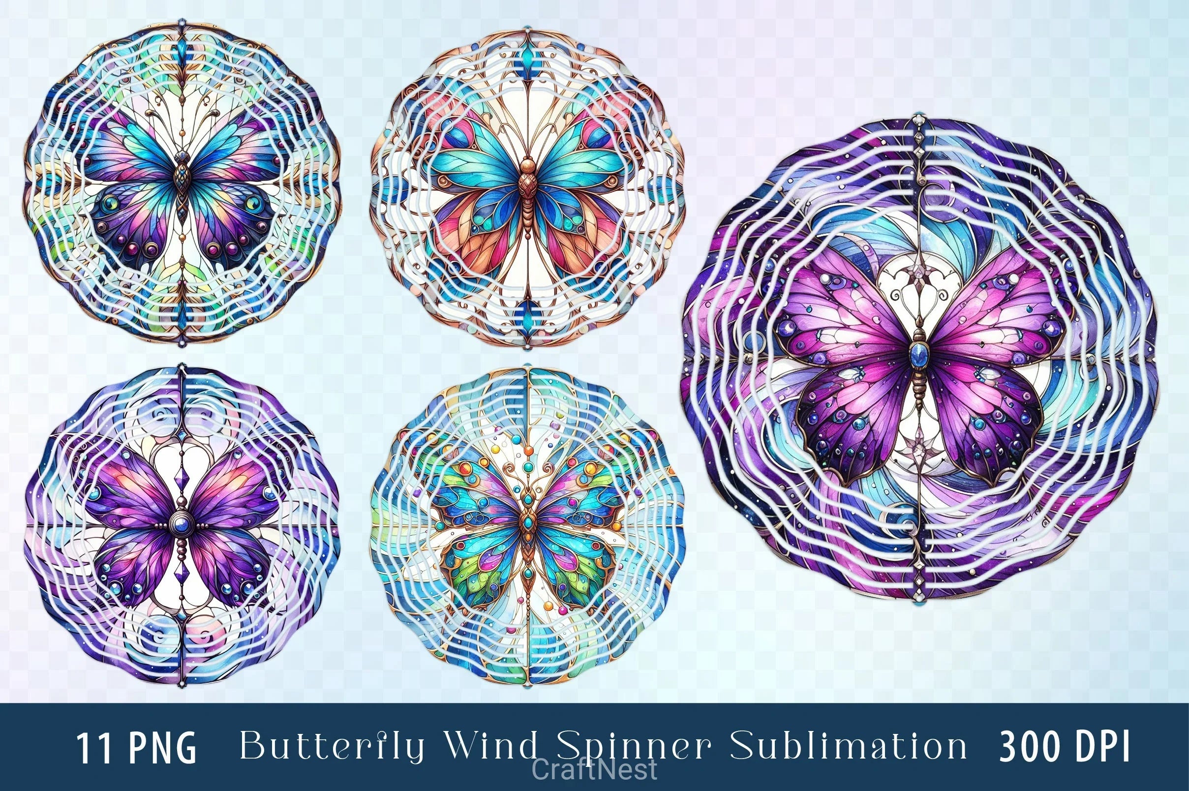Butterfly Wind Spinner Clipart Bundle