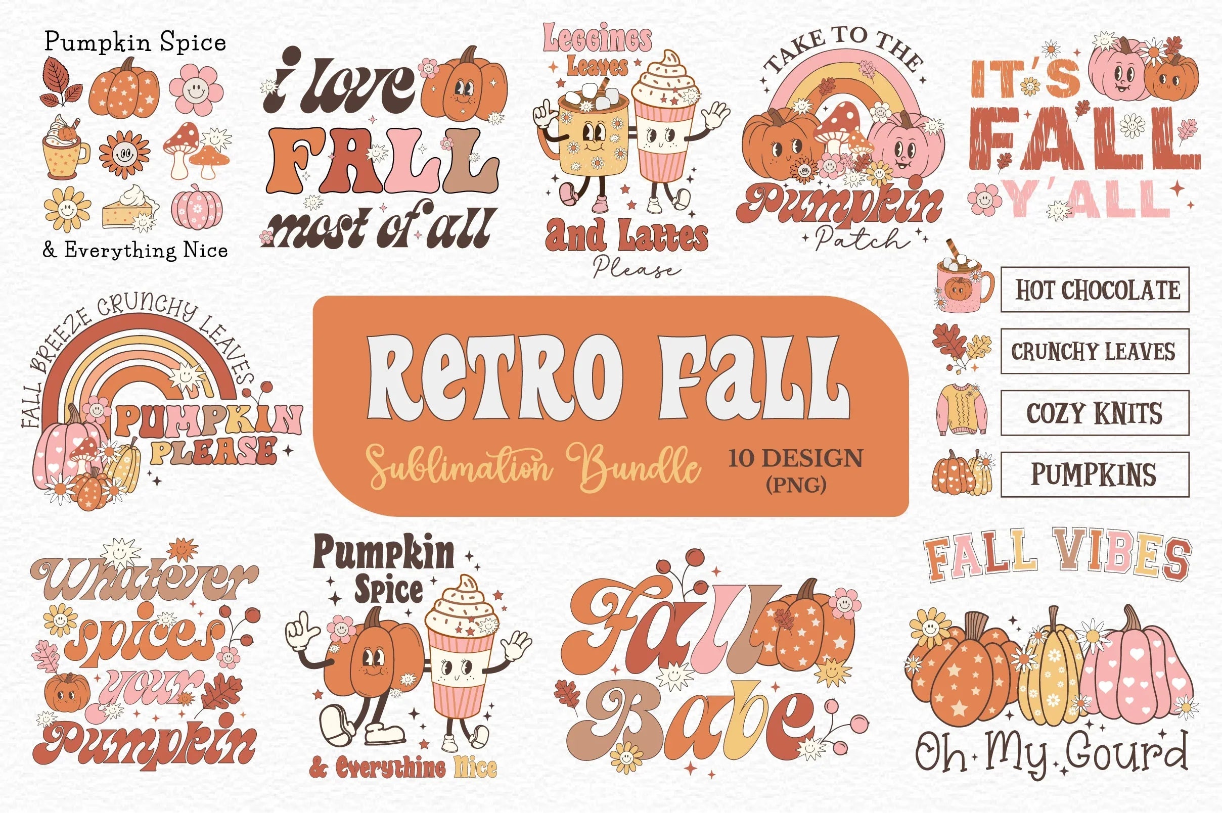 Retro Fall Clipart Bundle