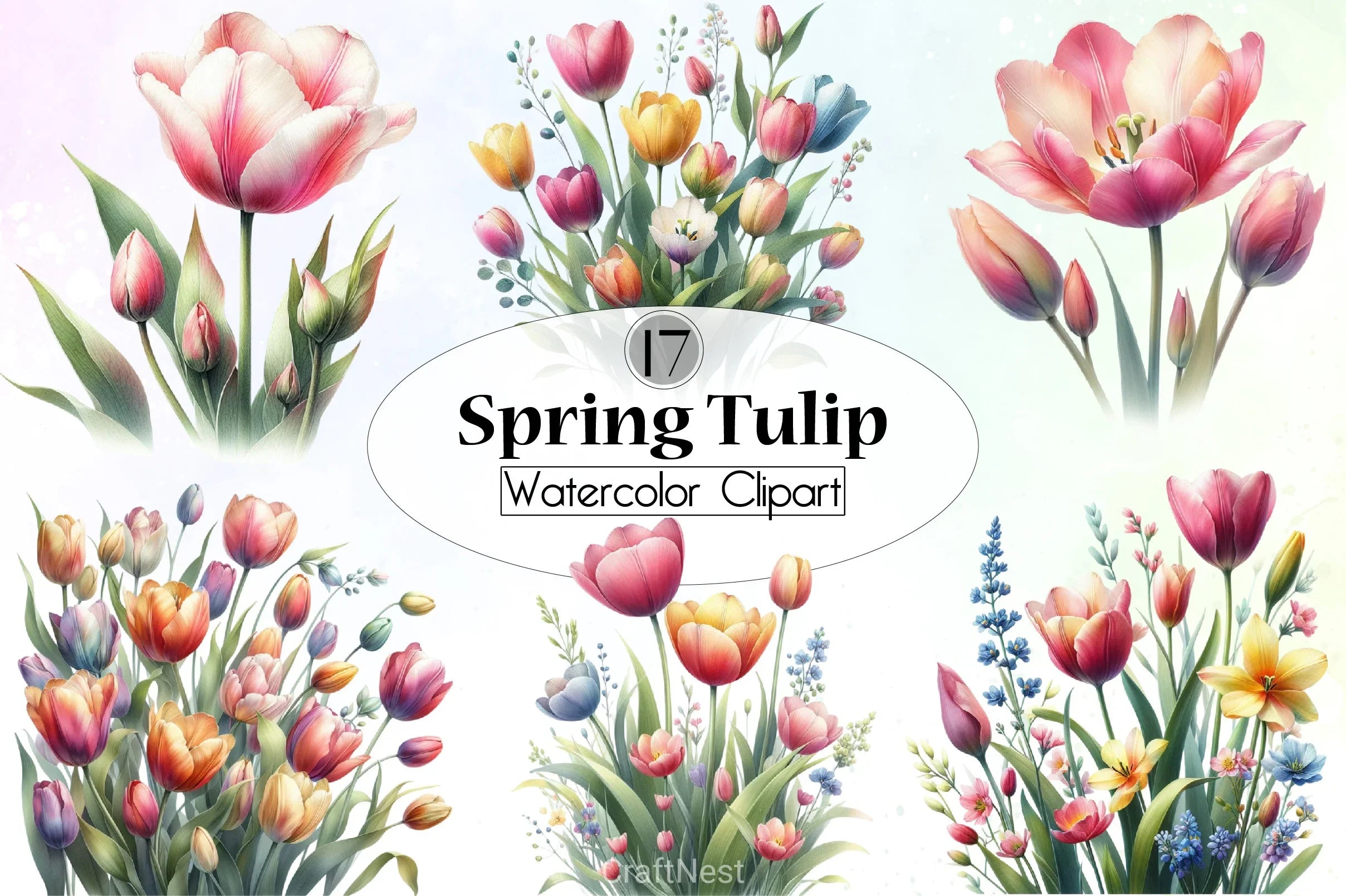 Spring Tulip Clipart Bundle