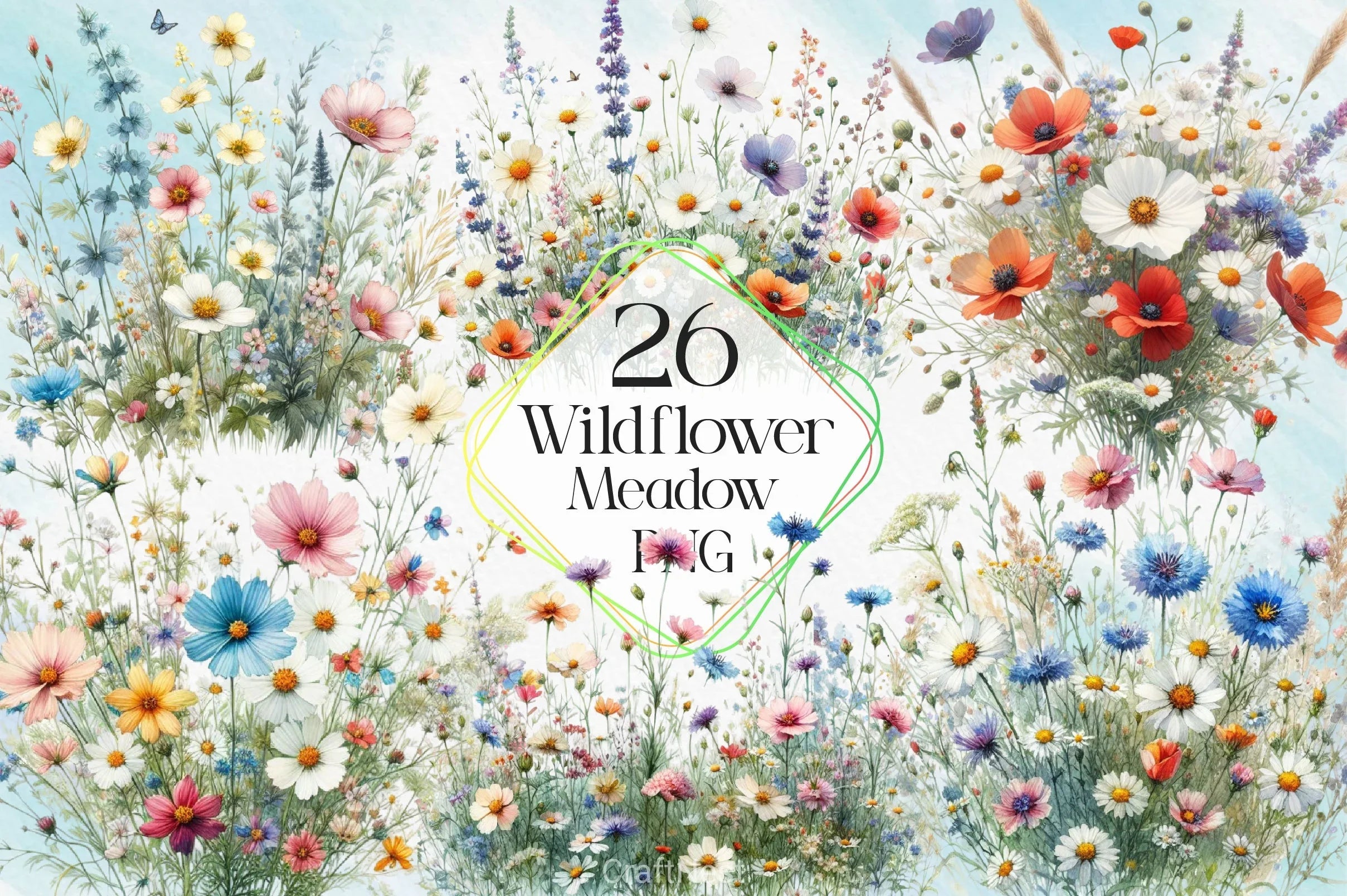 Wildflower Meadow Clipart Bundle