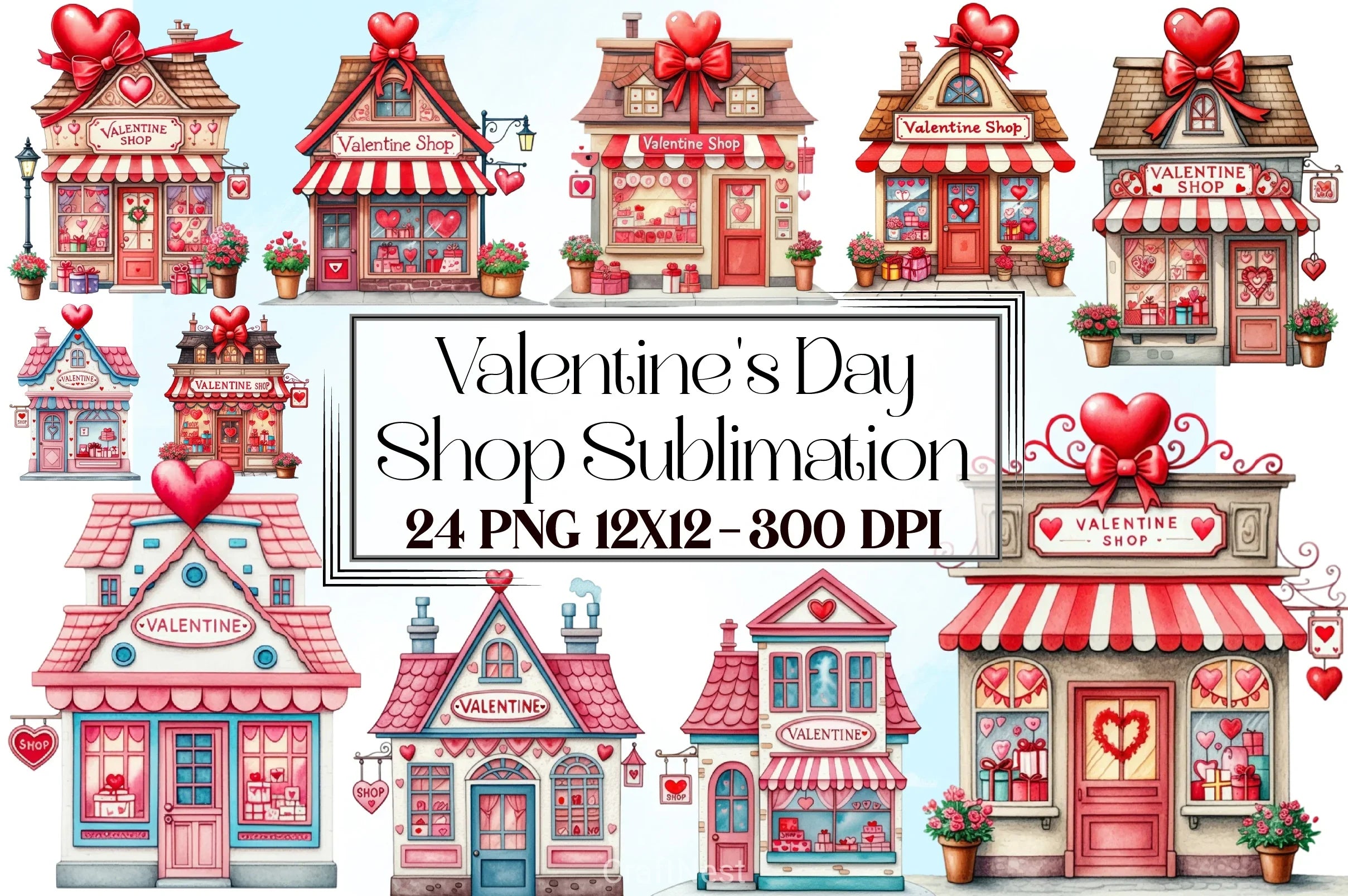 Valentine's Day Shop Clipart Bundle