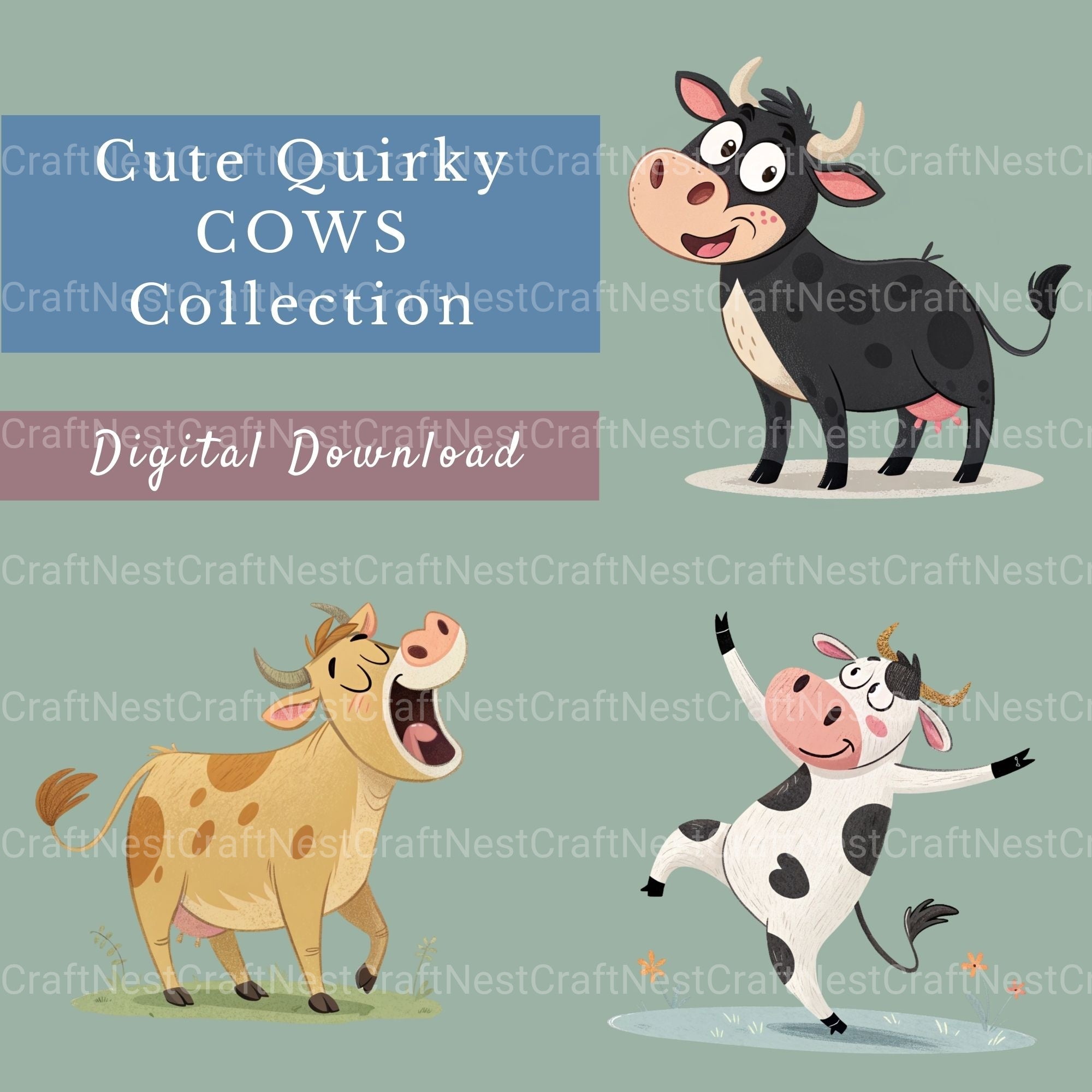 Cows Quirky Clipart Bundle