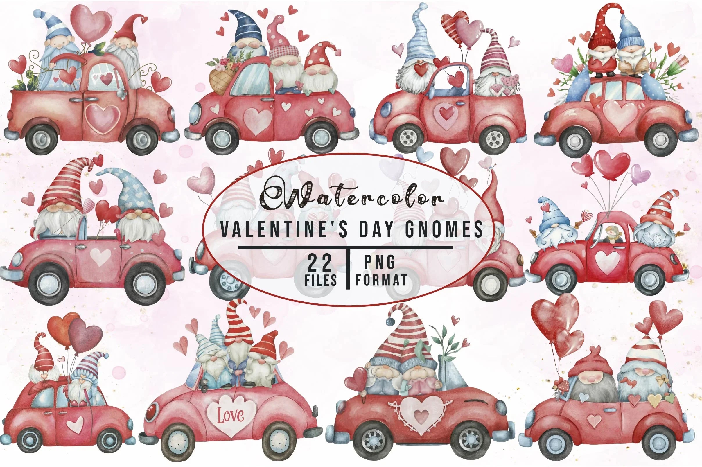 Valentine's Day Gnomes Clipart Bundle