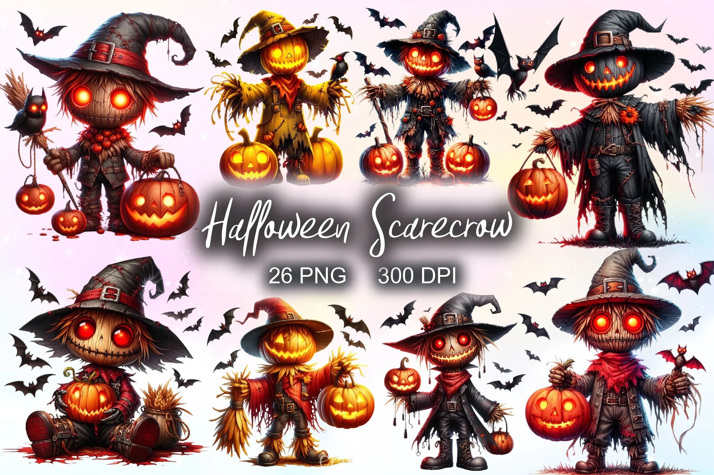 Halloween Scarecrow Clipart Bundle