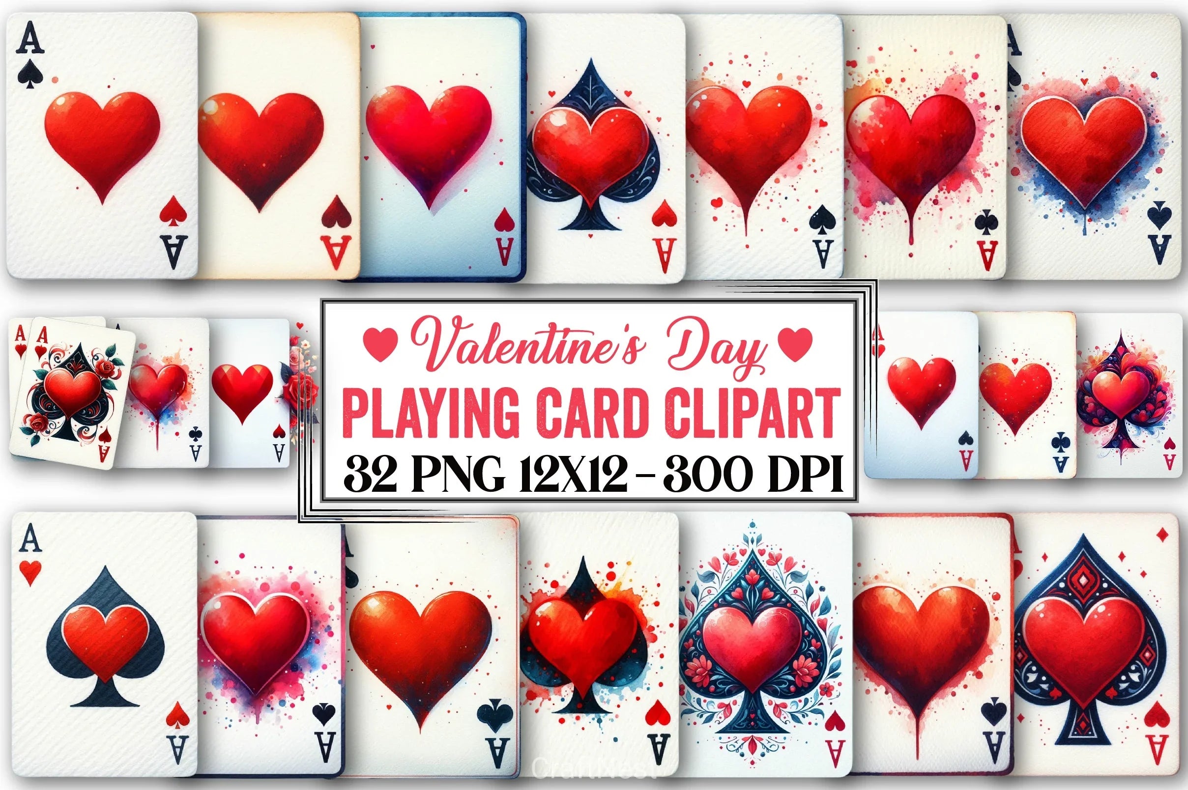 Valentine's Playing Card Clipart Bundle