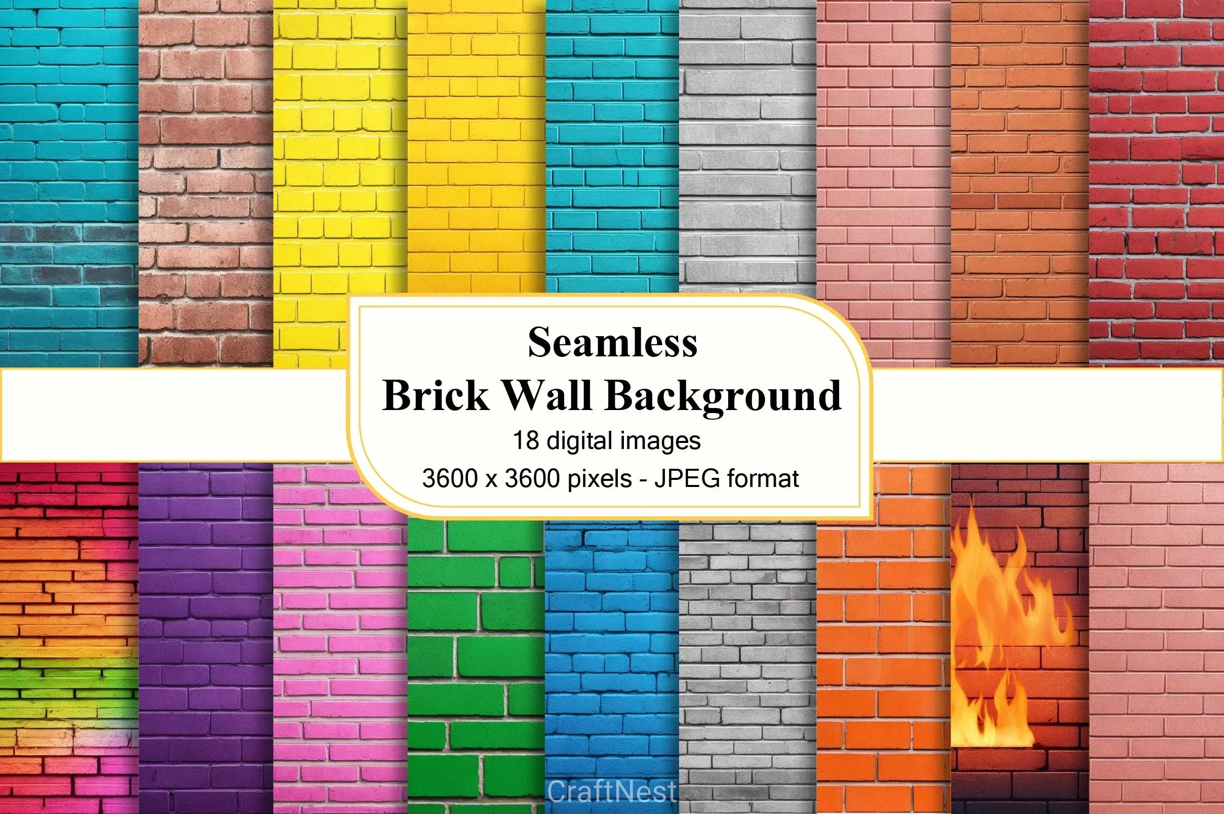 Brick Wall Background Clipart Bundle
