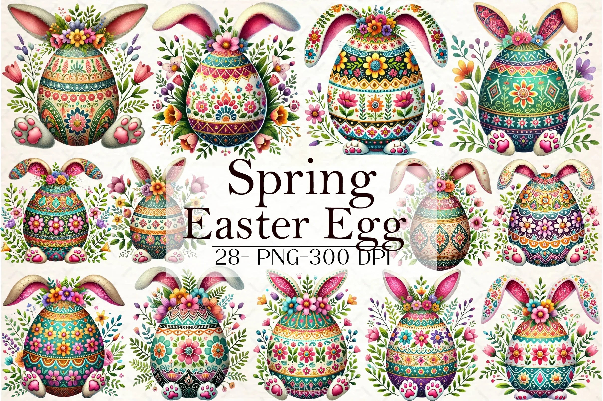 Spring Easter Egg Clipart Bundle
