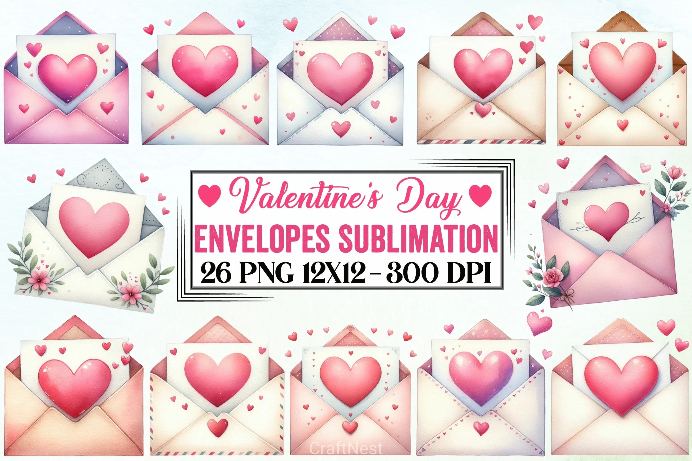 Valentine Envelopes Clipart Bundle