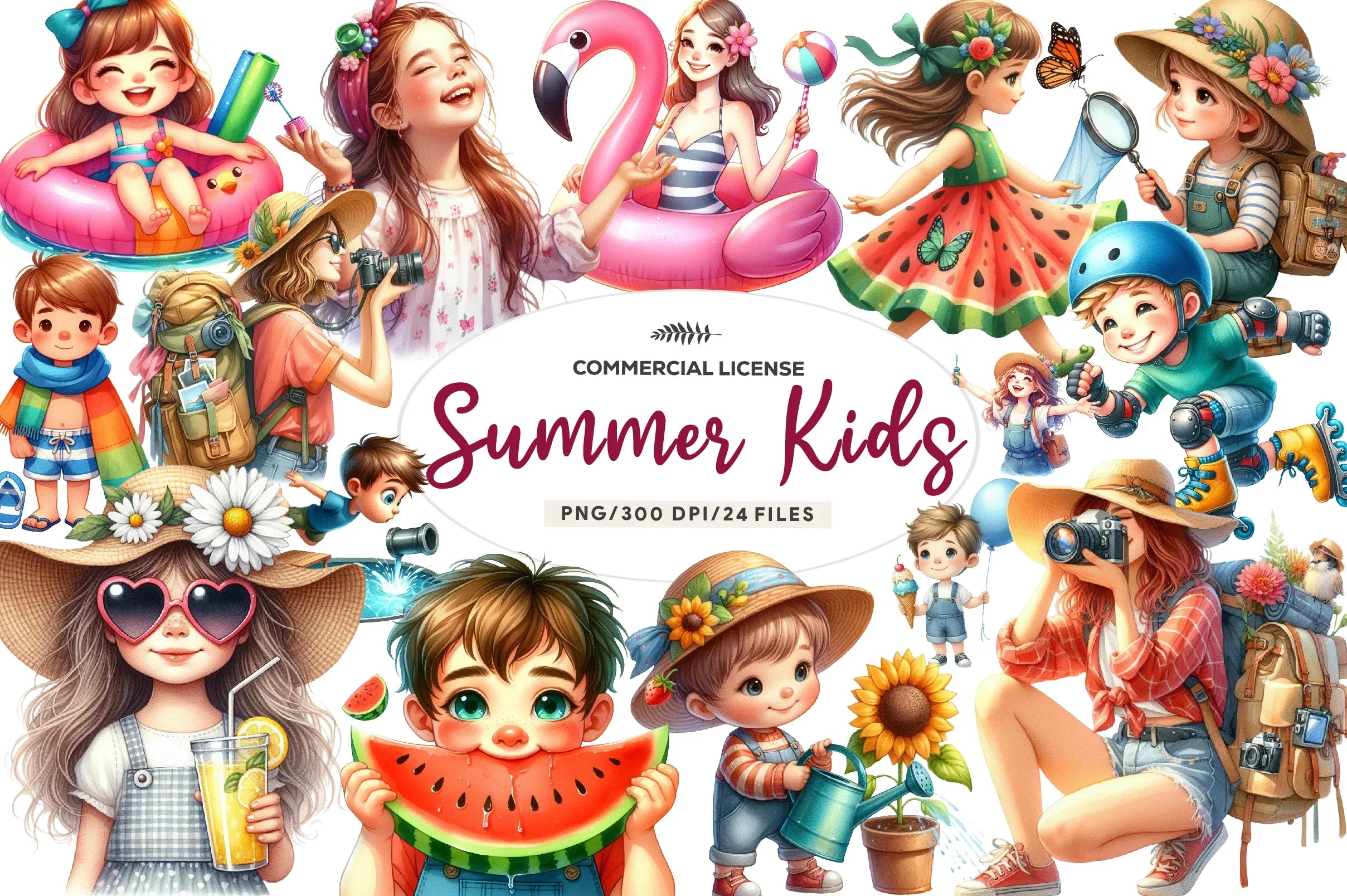 Summer Kids Clipart Bundle