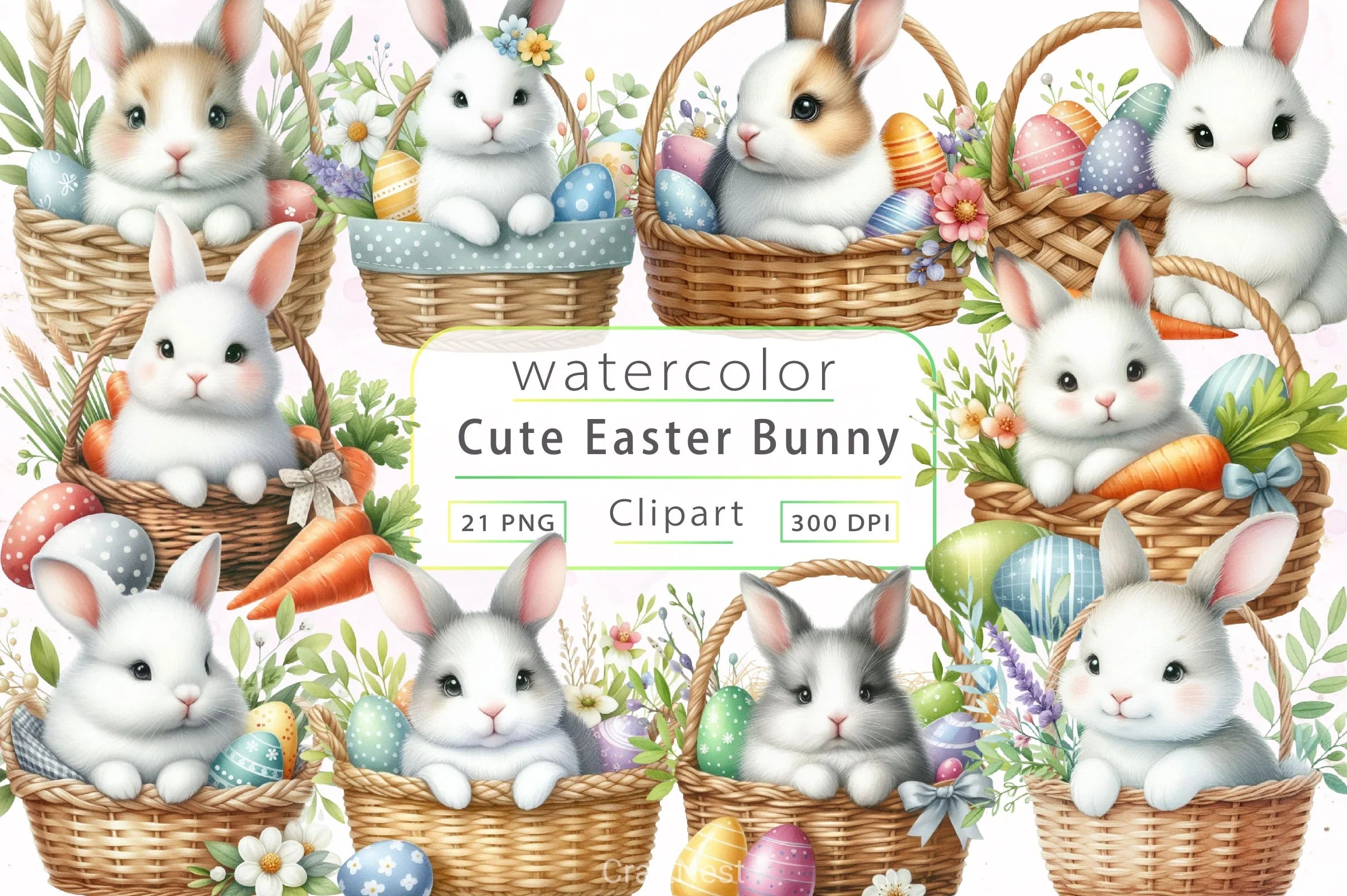 Easter Bunny Clipart Bundle