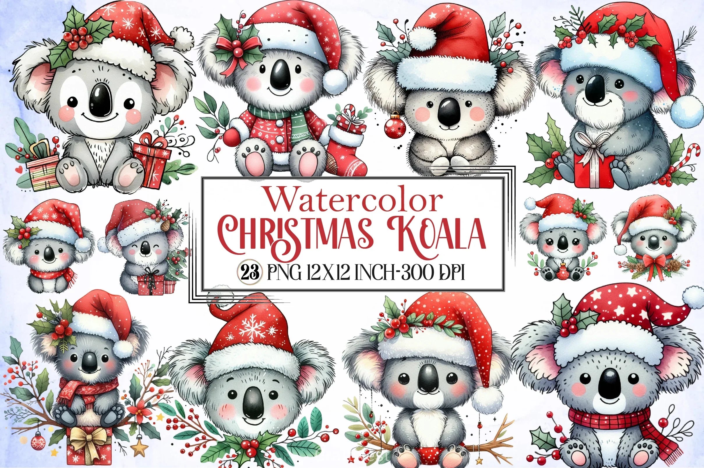 Christmas Koala Clipart Bundle