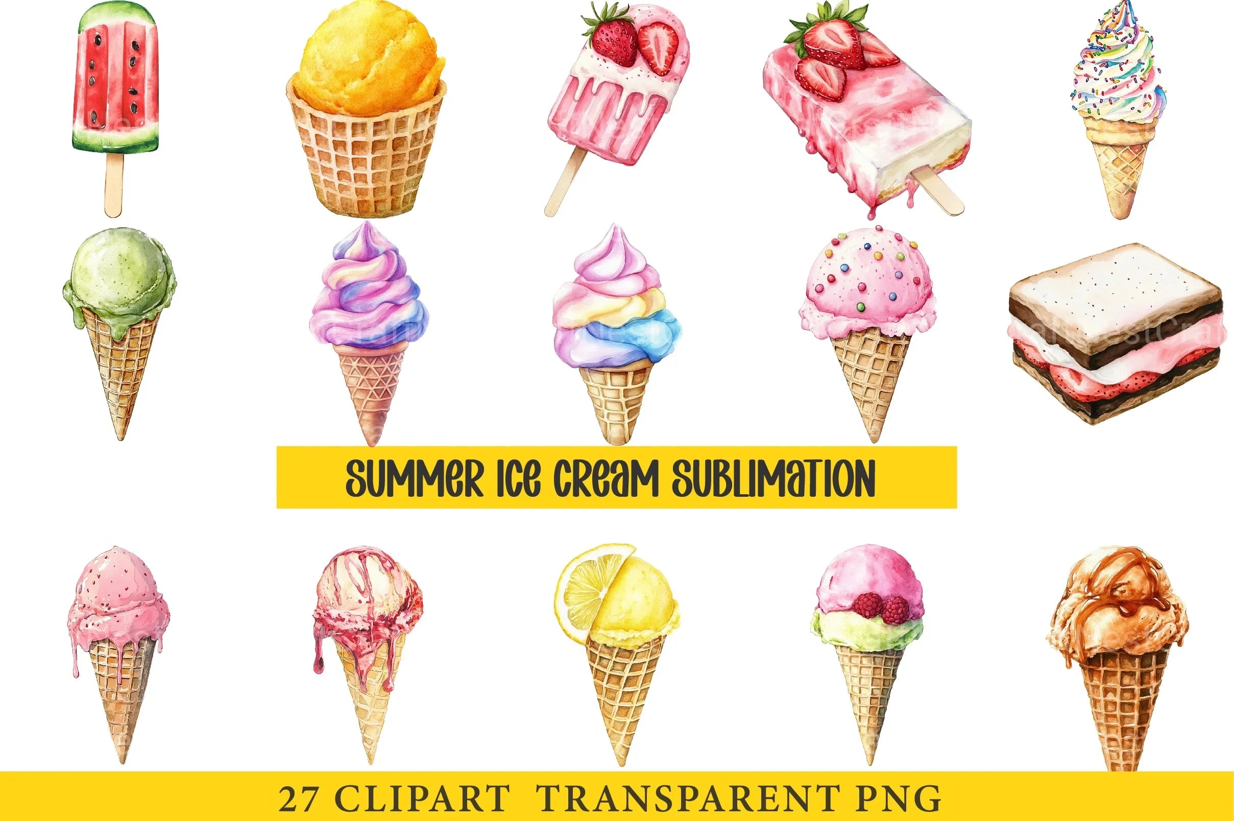 Summer Ice Cream Clipart Bundle