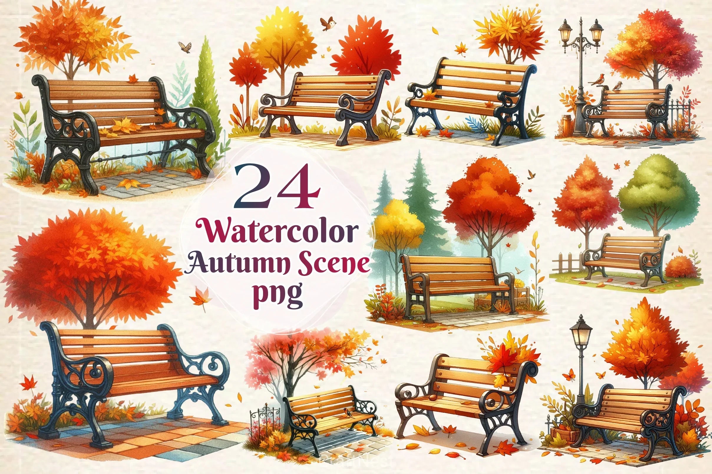 Autumn Scene Clipart Bundle