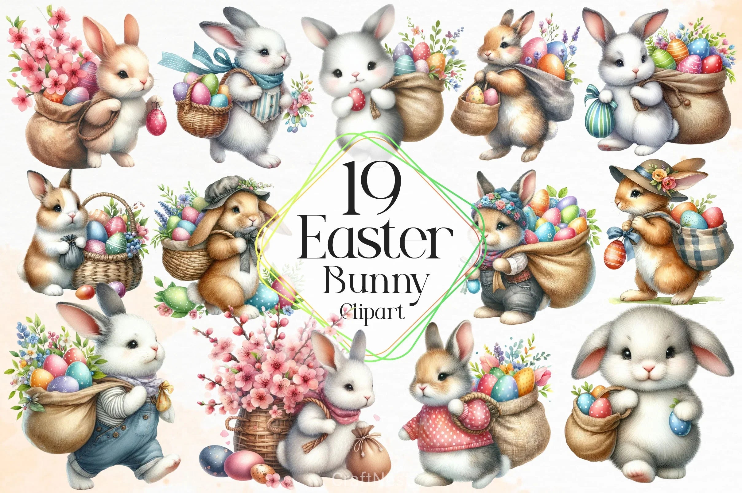 Easter Bunny Clipart Bundle