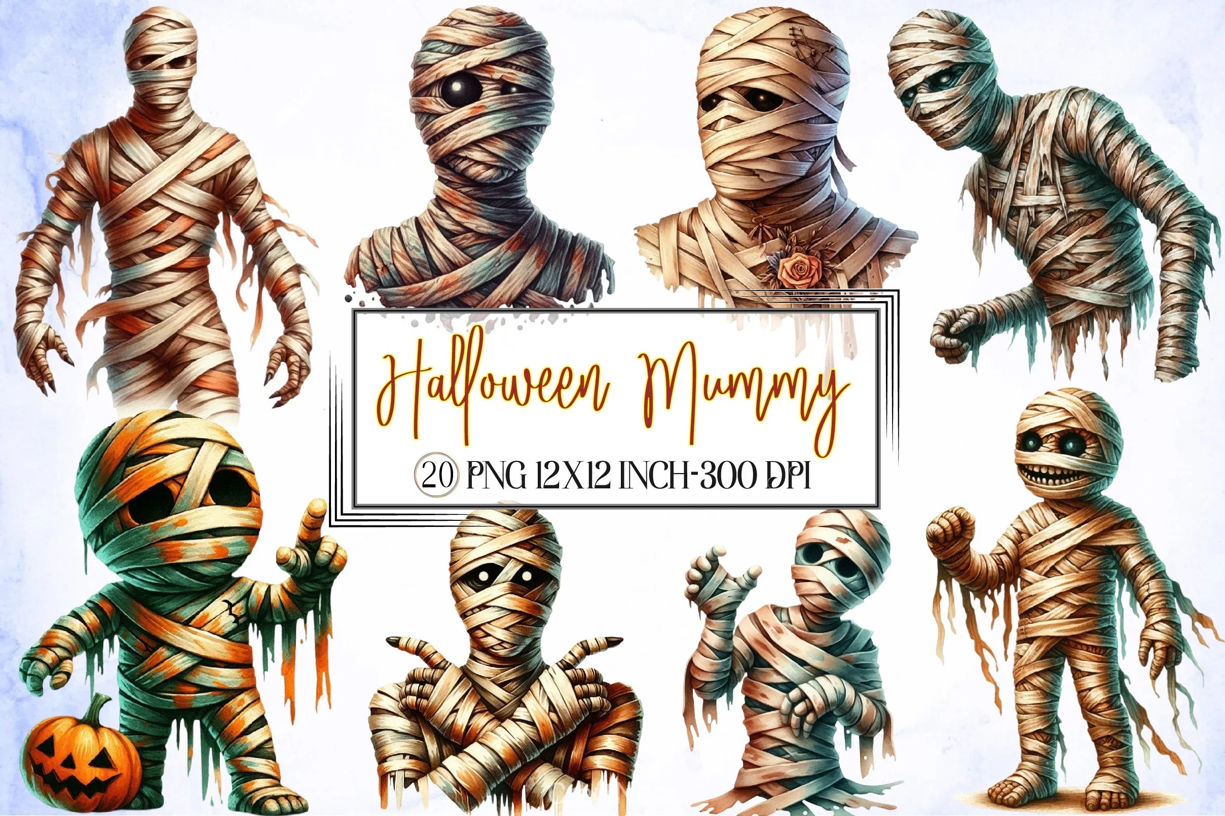 Halloween Mummy Clipart Bundle