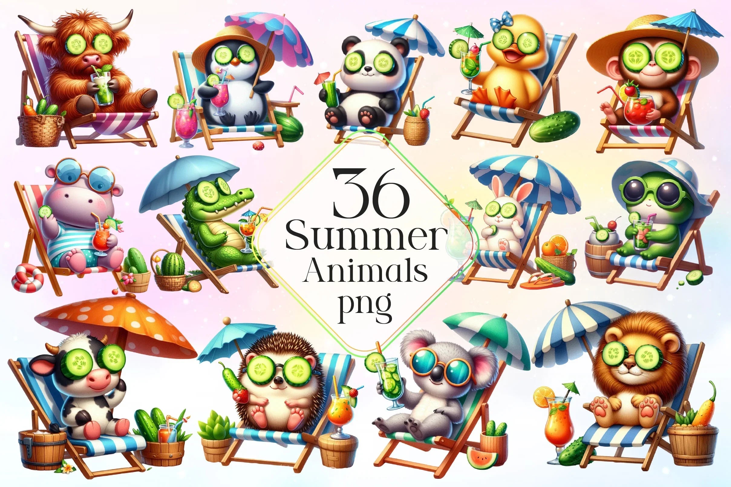 Summer Animals Clipart Bundle