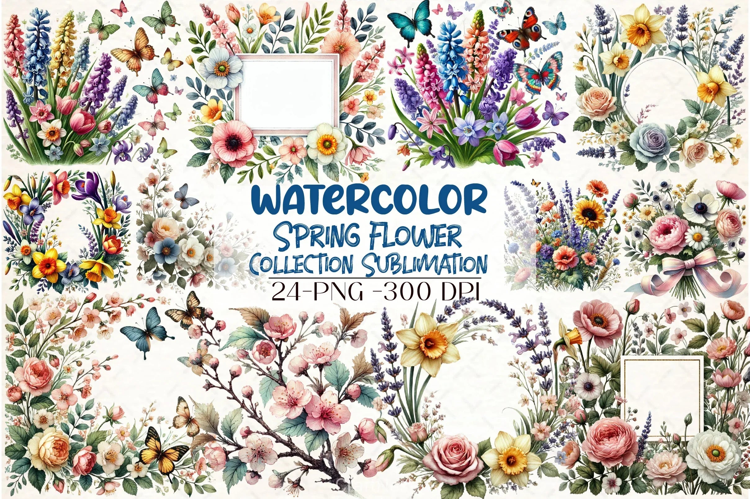 Spring Flower Clipart Bundle