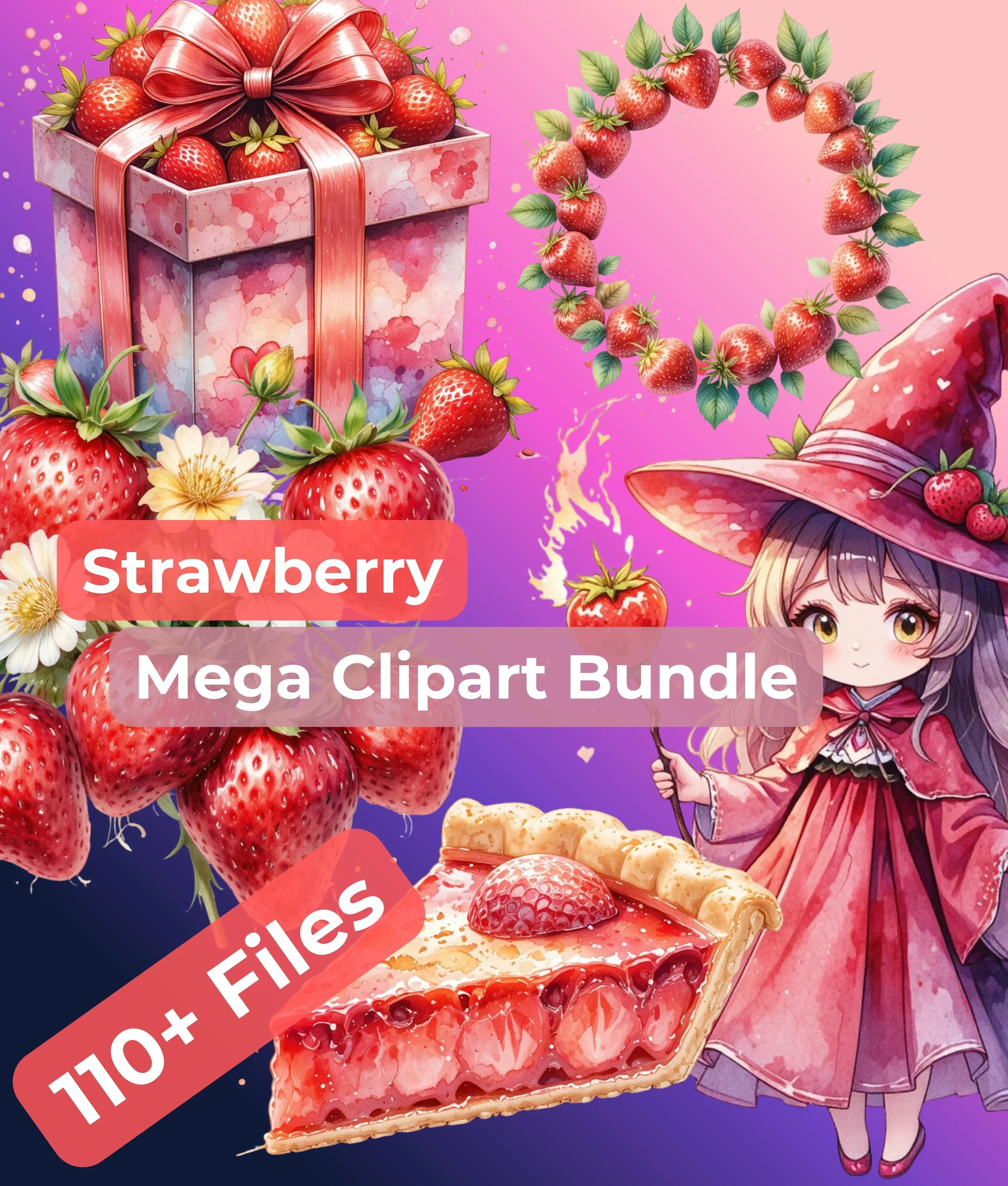 Strawberry Clipart Bundle