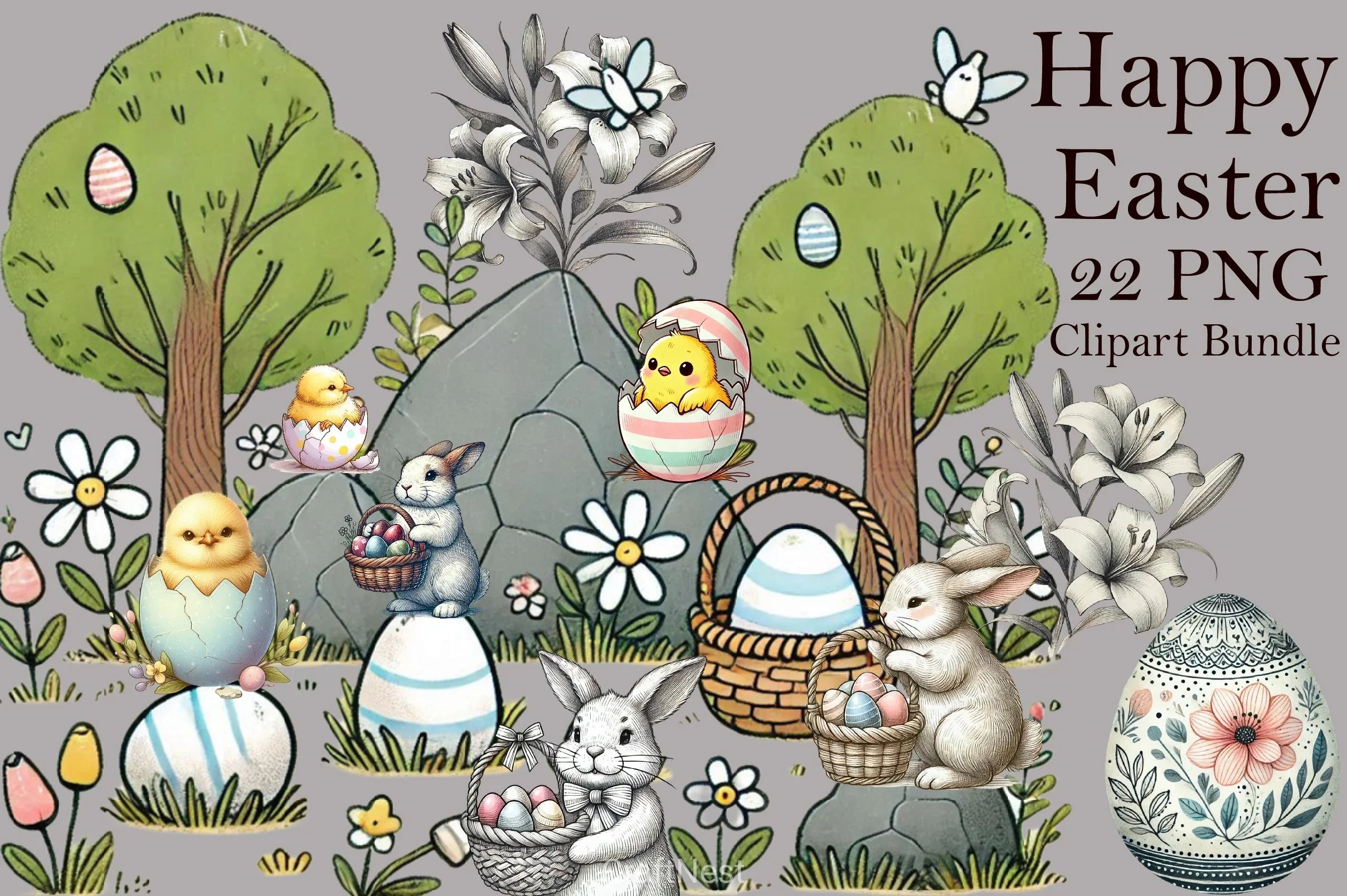 Happy Easter Clipart Bundle