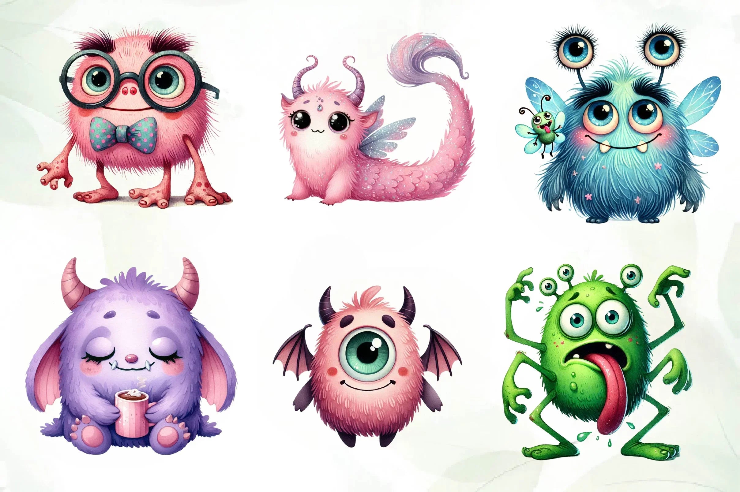 Cute Funny Monsters Clipart Bundle